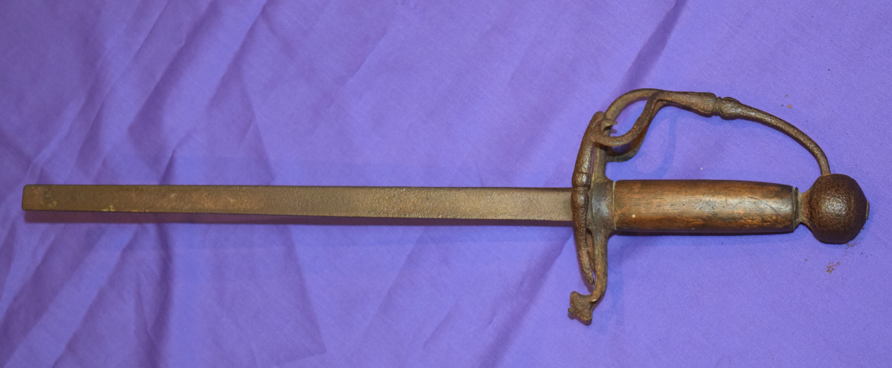 Vintage Rapier Style Sword With Basket Hilt And Wooden Handle NO ...