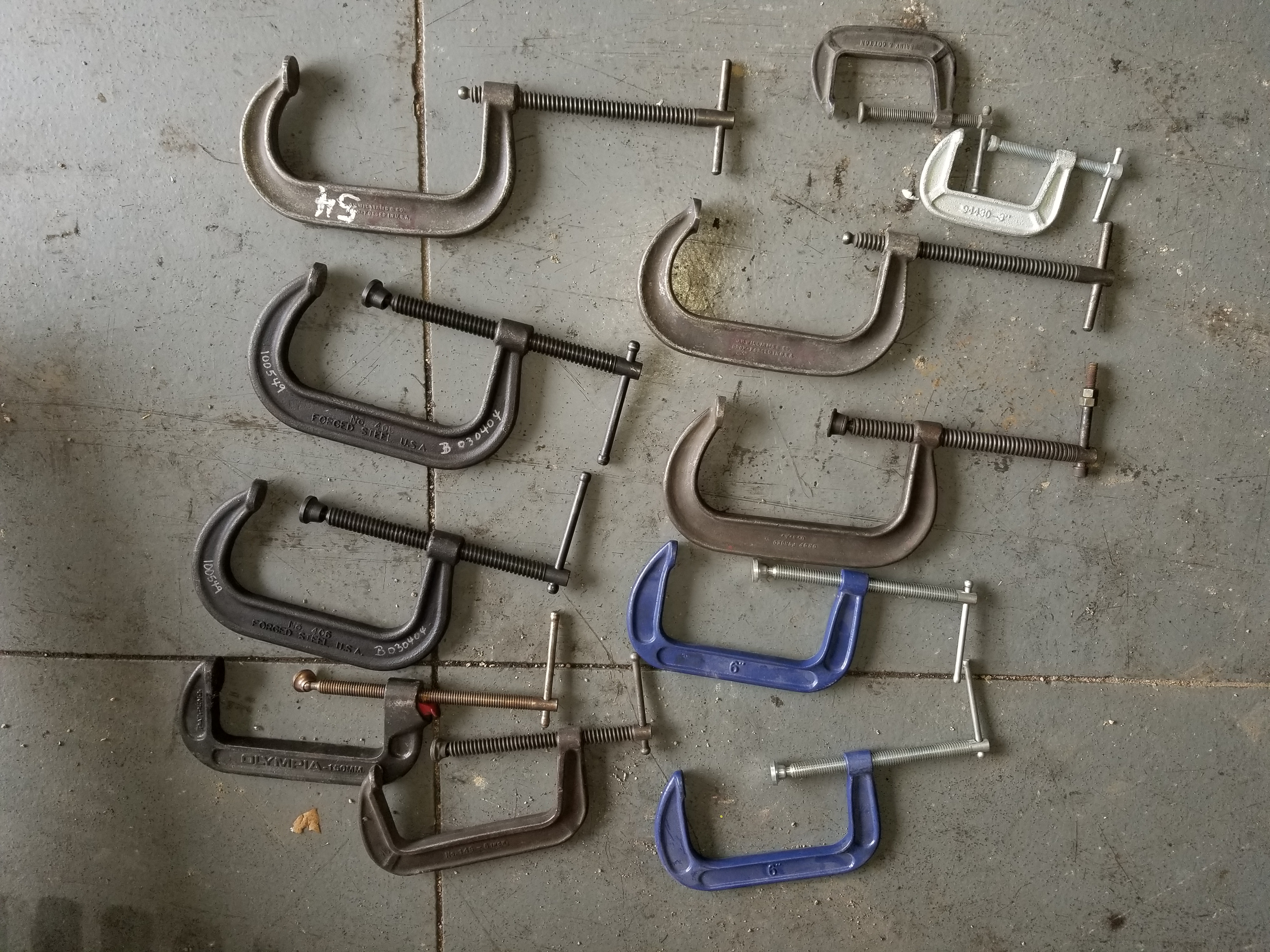 Group of 11 Large Metal Clamps