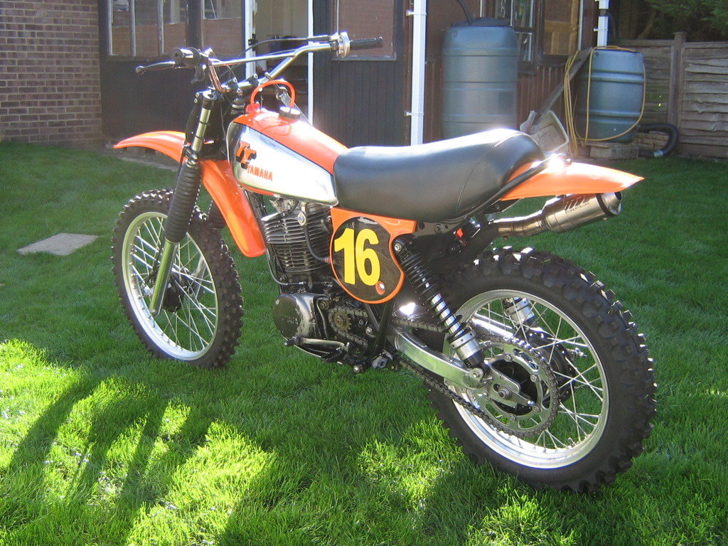 A 1979 Yamaha TT500 twin shock scrambler, red and black. This TT500 was ...