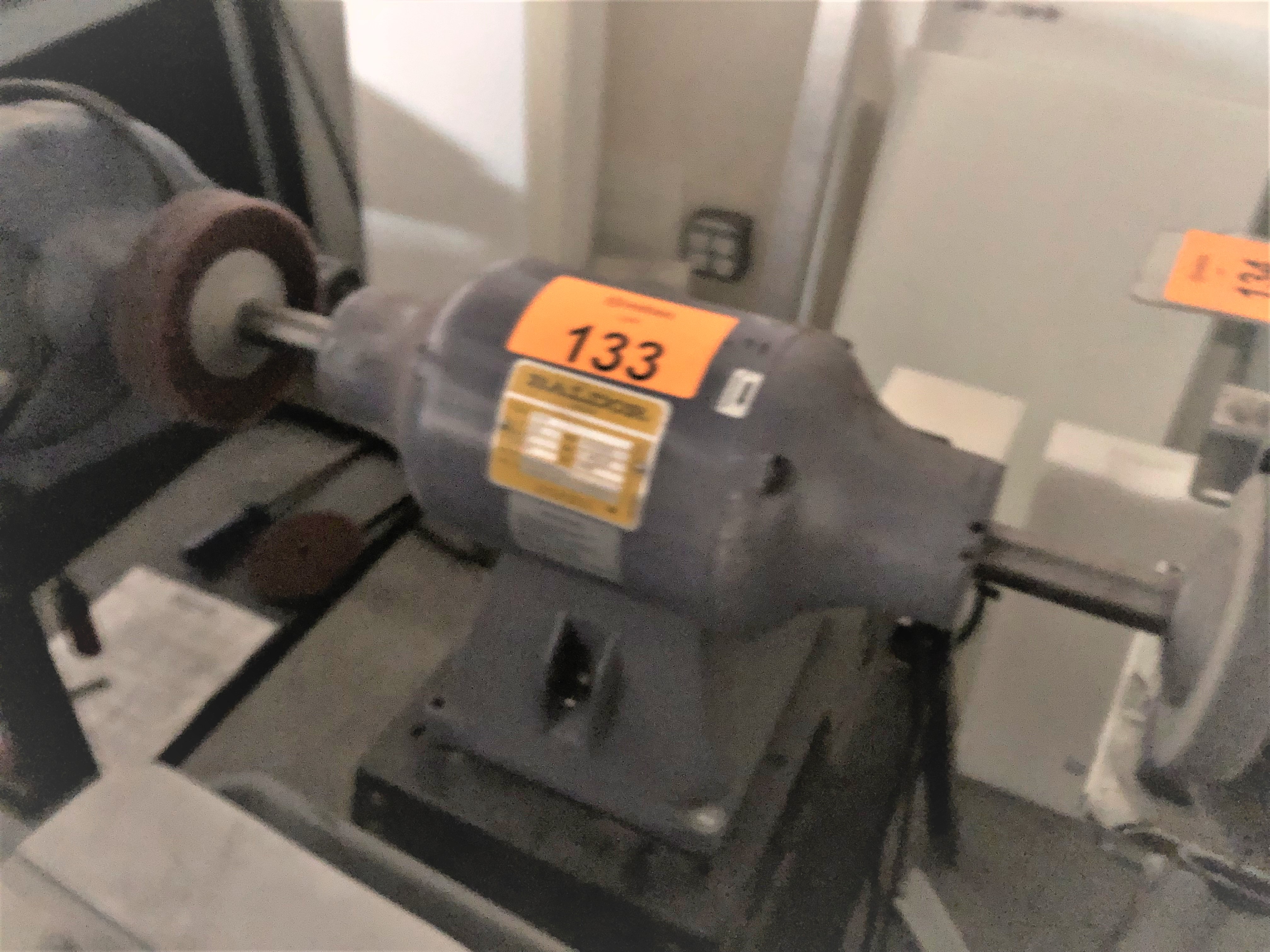 Baldor grinder/buffer combo, model Cat# 332B, s/n X1010027014, 3/4 hp, 1800 rpm, 115/230 V, 1 ph/