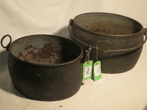 6 gallon cast iron boiling pot marked A.Kenrick & Sons and 4 gallon ...