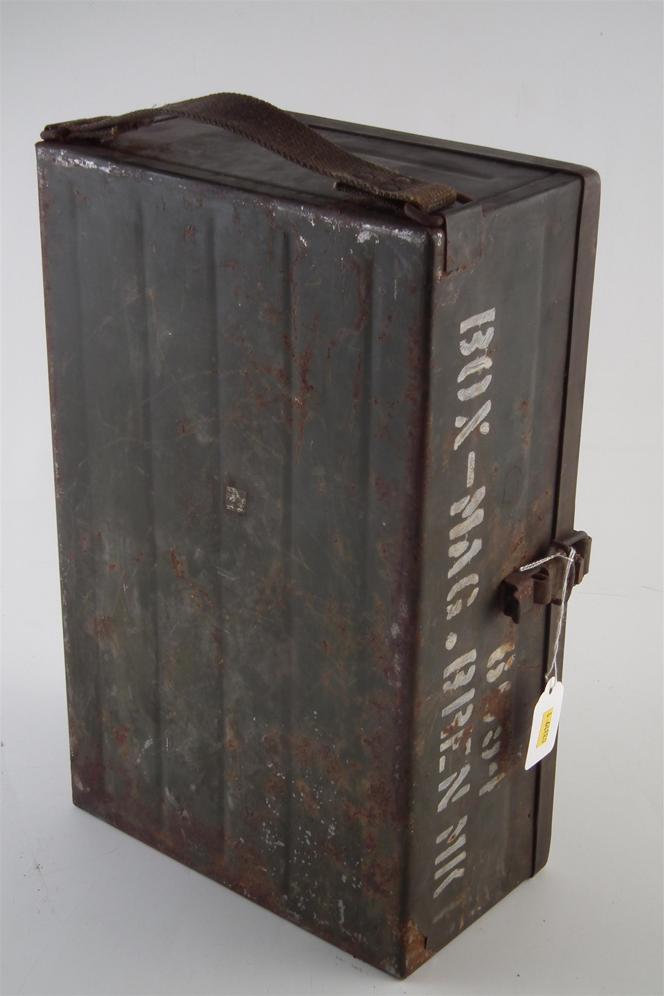 Case of twelve Bren gun box magazines. 39cm long.