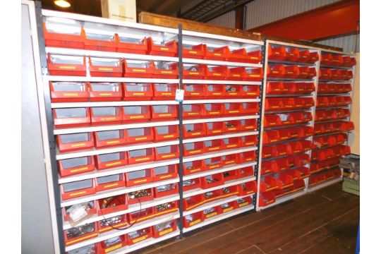 * 4 x Racks of Plastic Lin Bins containing qty of assorted Hydraulic ...