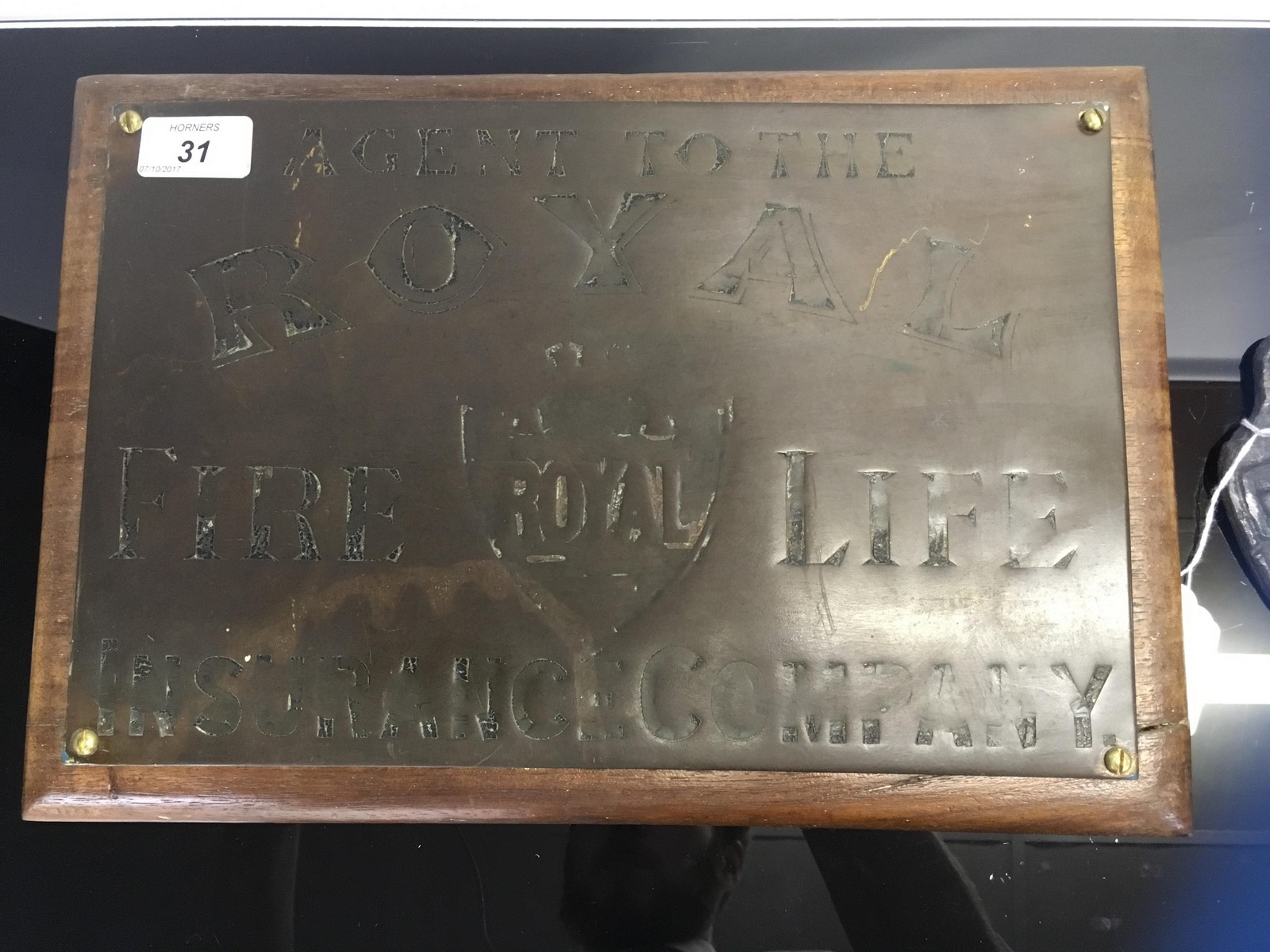 BRONZE 'ROYAL FIRE LIFE' INSURANCE CO. PLAQUE 33 X 21.5 CM ALONG WITH ...