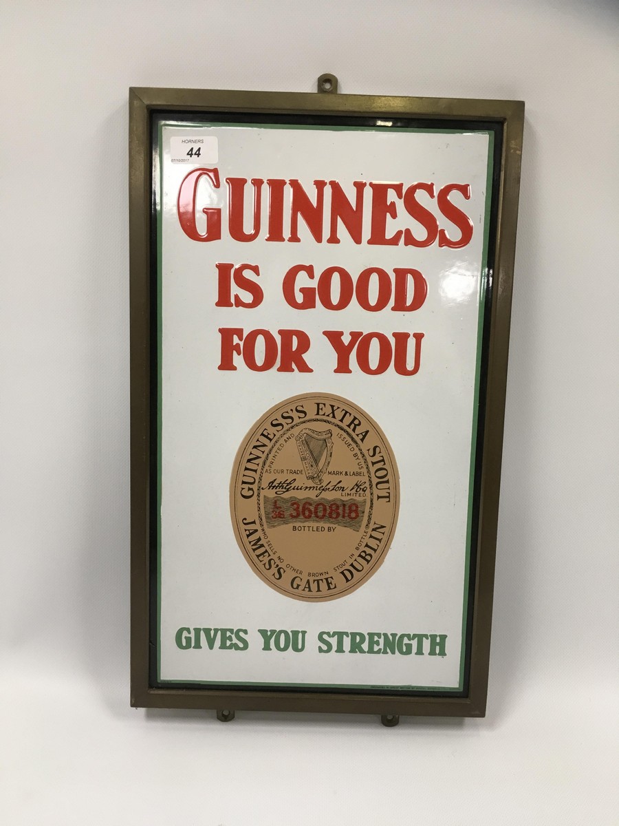 'GUINNESS IS GOOD FOR YOU' ENAMEL SIGN IN FRAME 53 X 29CM APPROX