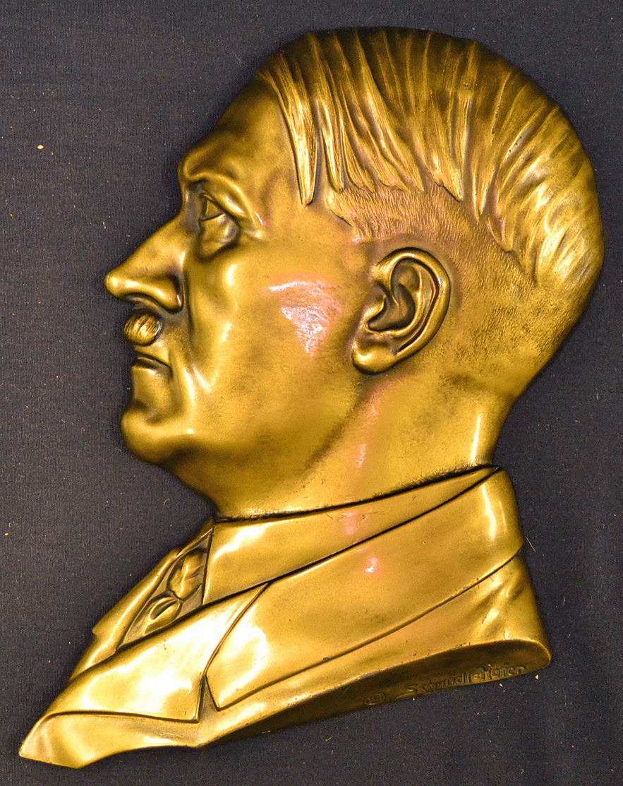 Adolf Hitler Bust Plaque stamped HVB Schmidt-Hofer to the bottom ...