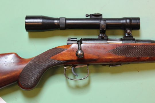 A Mauser .22 LR bolt action rifle mounted with German telescopic sight ...