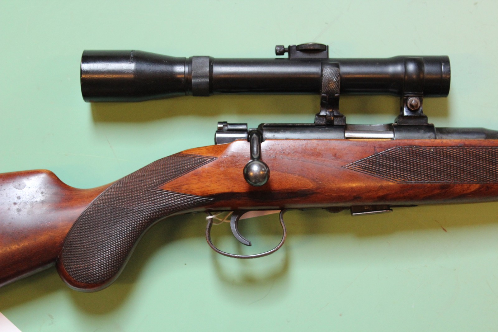 A Mauser .22 LR bolt action rifle mounted with German telescopic sight ...