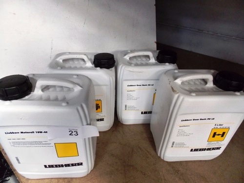 2 x 5ltr bottles of Liebherr Gear basic 90LS oil, together with 2 x ...