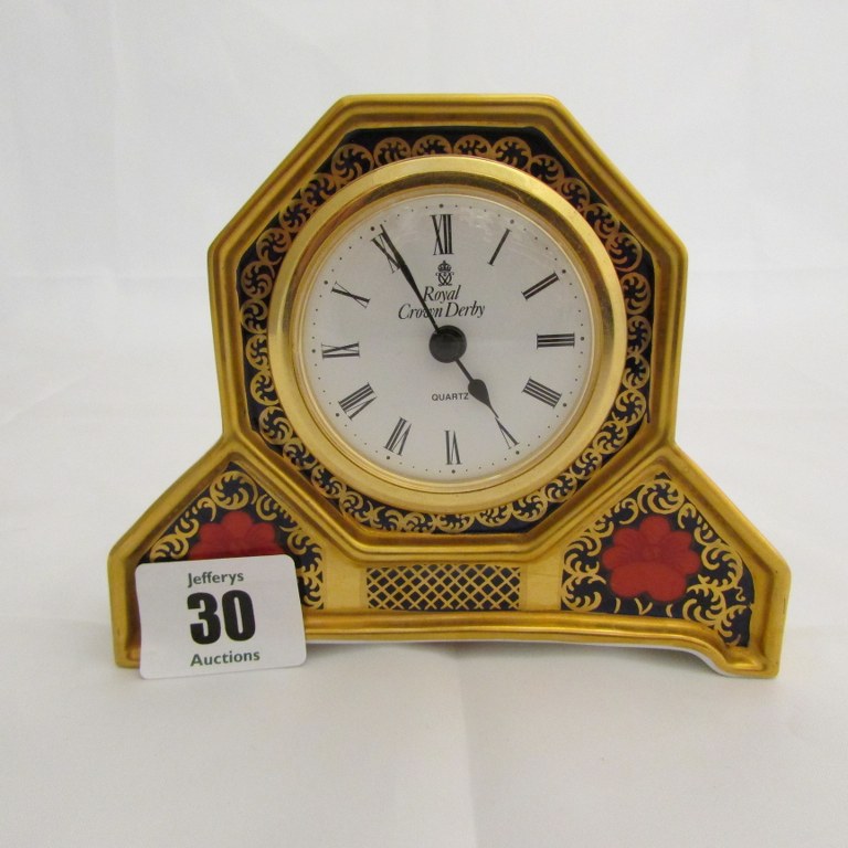 ROYAL CROWN DERBY, gilded mantel clock