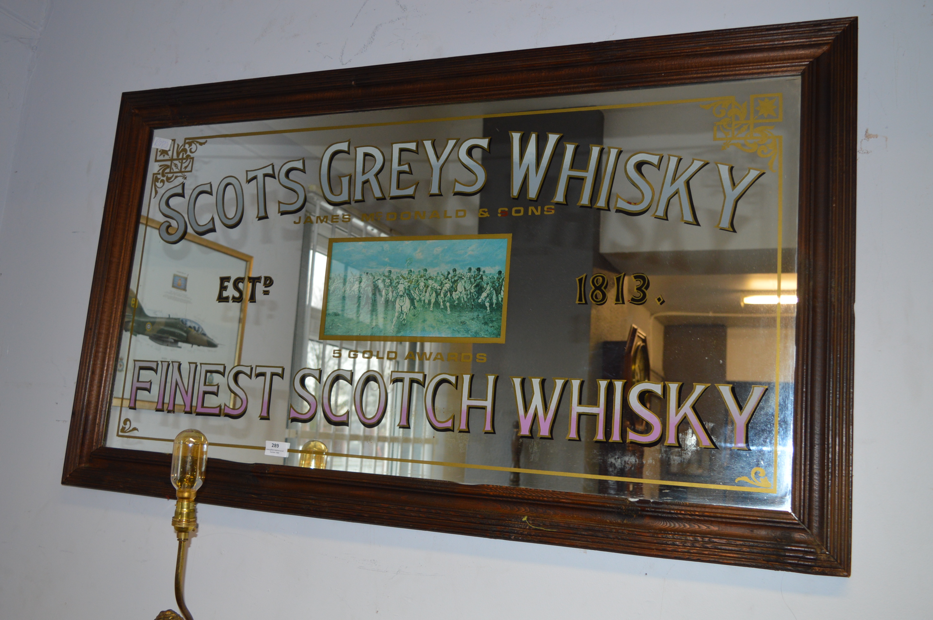 Framed Pub Mirror "Scots Greys Whiskey"