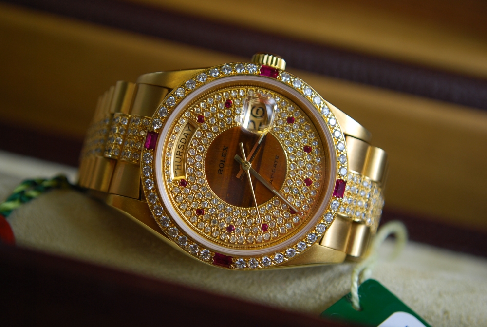*ROLEX PRESIDENTIAL* Mens Solid 18K Yellow Gold *Diamond & Ruby ...