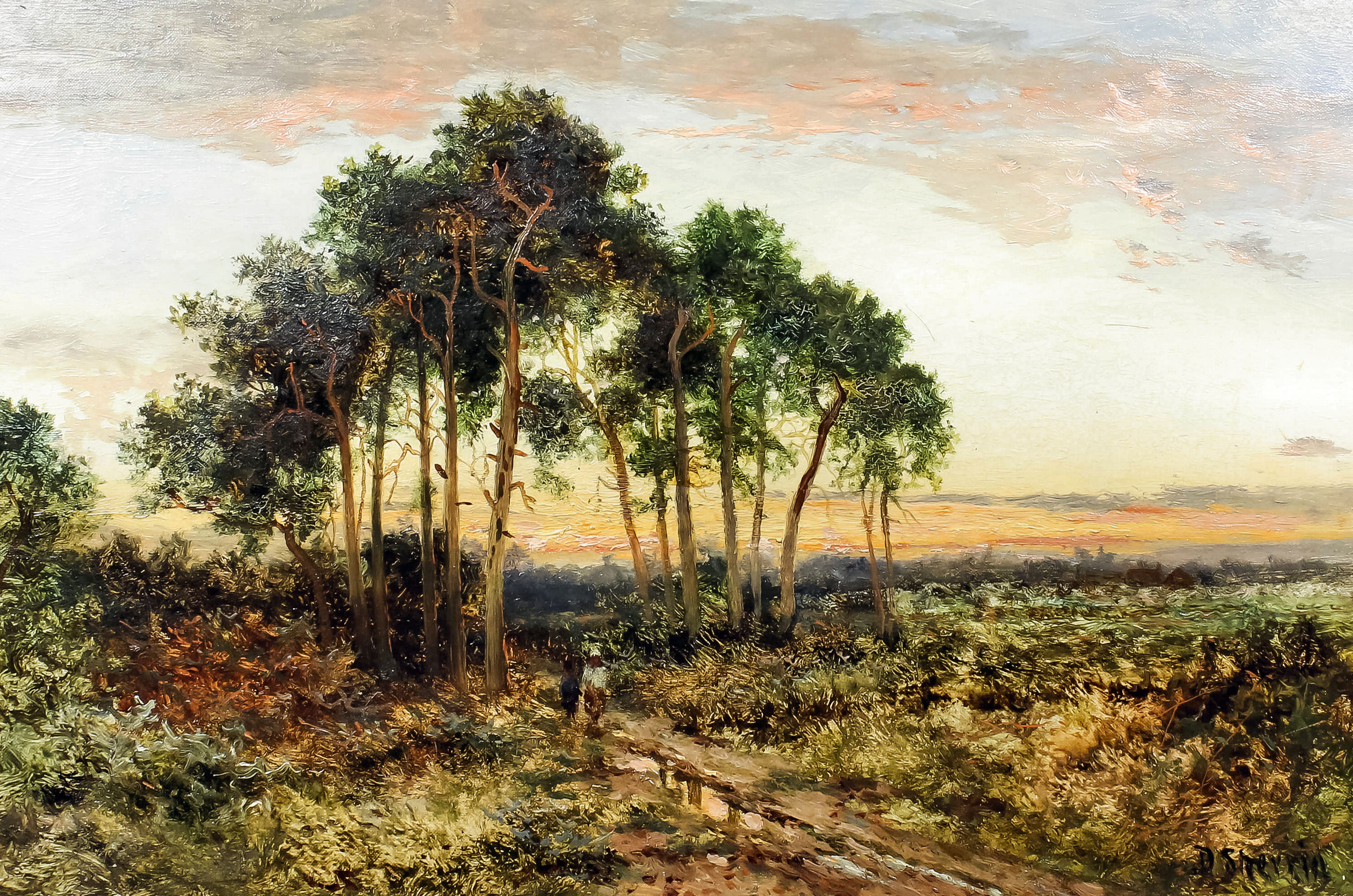 Daniel Sherrin (1868-1940) - Oil painting - Landscape at sunset ...
