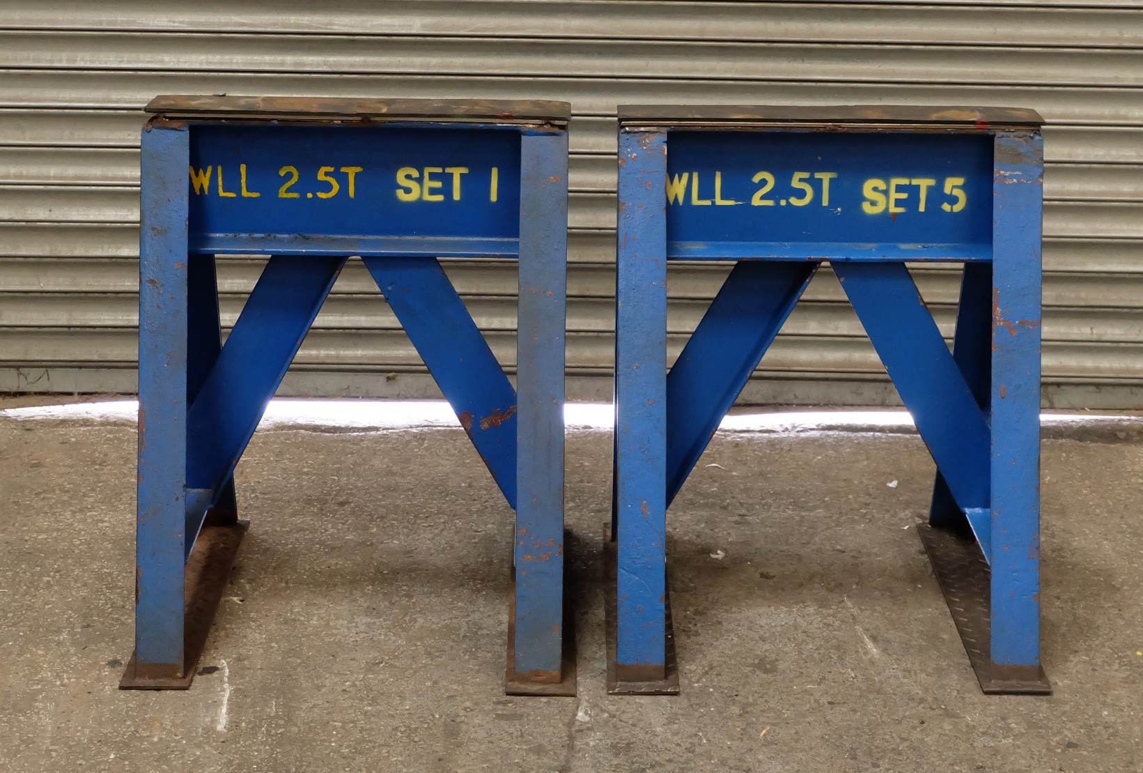 A Pair of Heavy Duty Steel Trestles, 25in x 4in x 31.5in working height.
