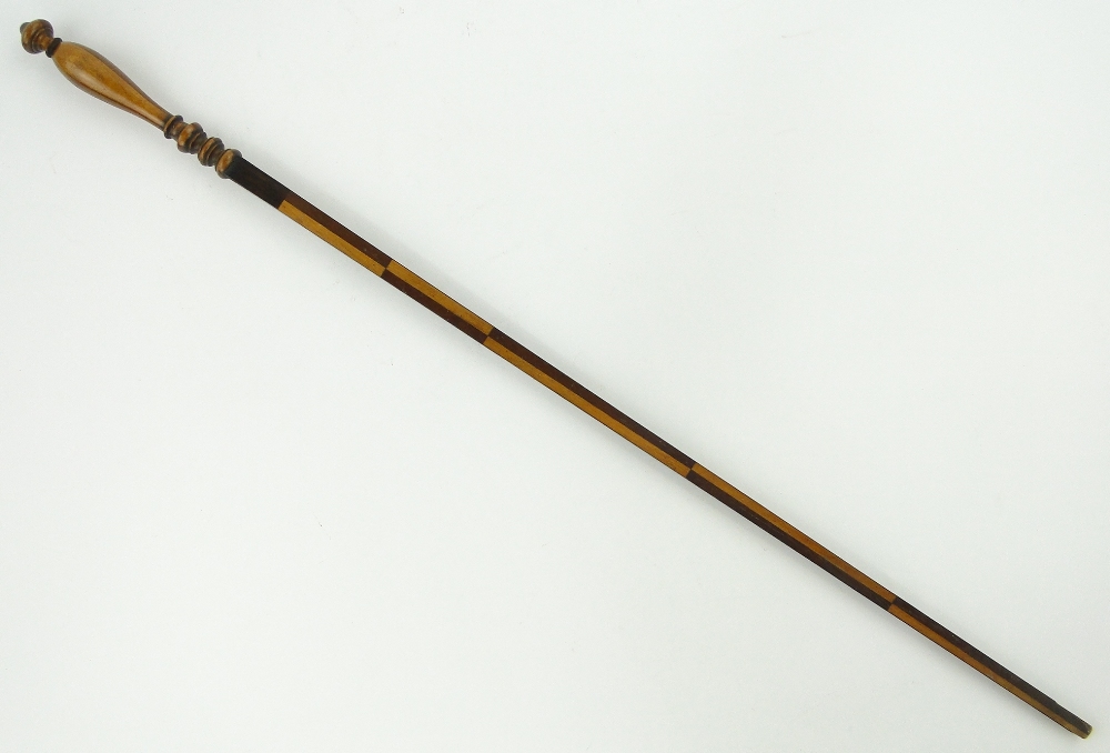A 19th century Ell stick measure with specimen wood inlay, 30".