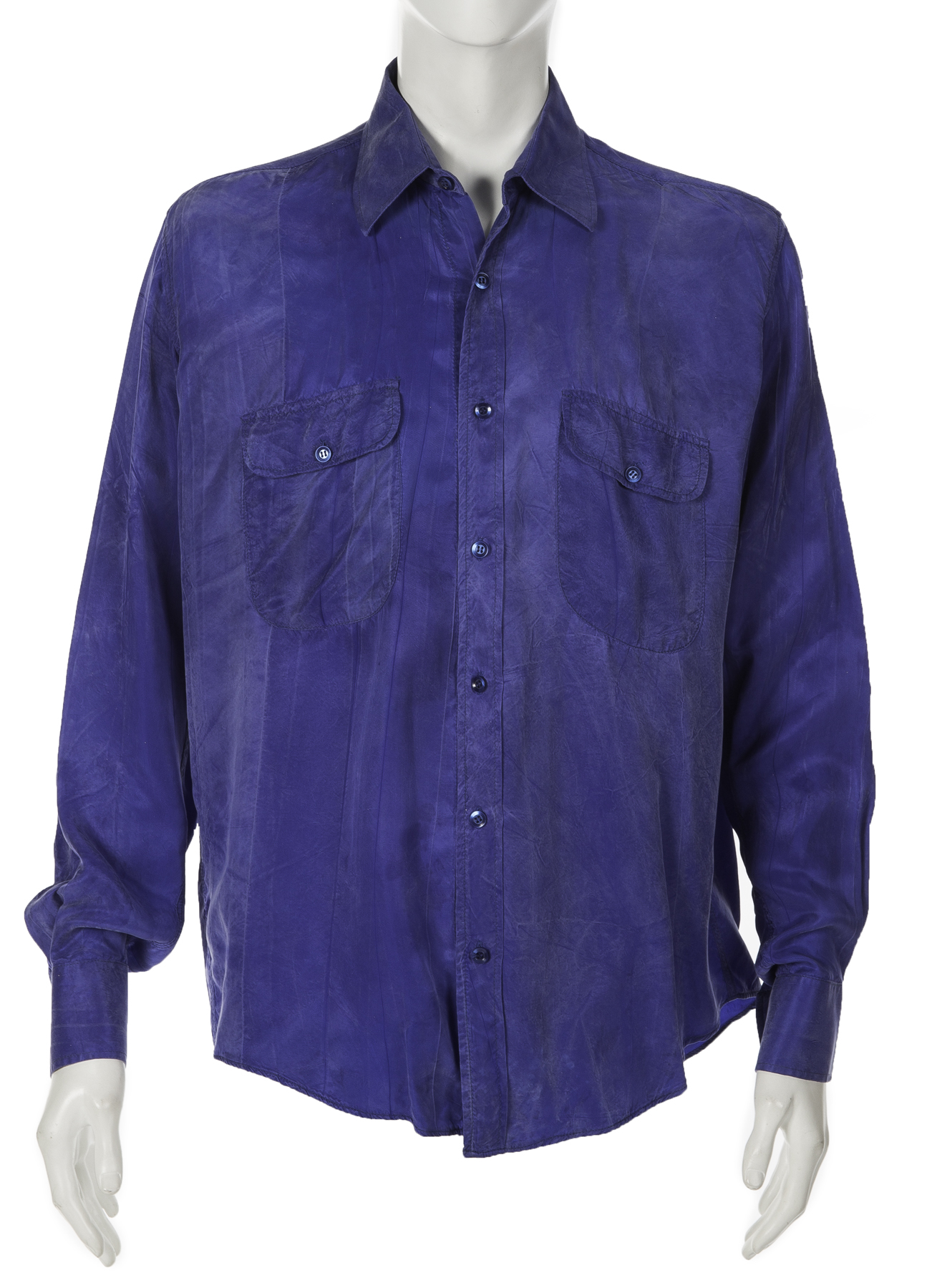 A silky cornflower blue button-up shirt worn by Michael Jackson while ...