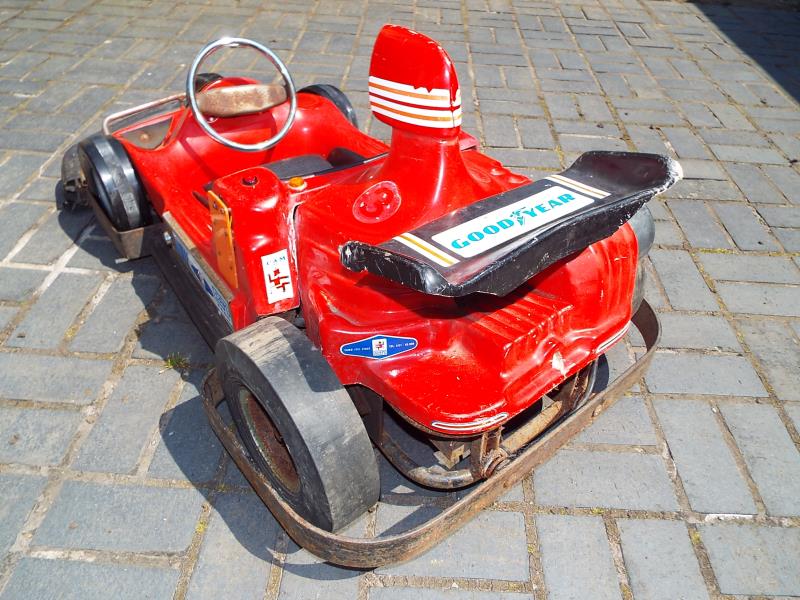 A vintage Fairground red Go-Kart with markings Ferrari and Goodyear ...