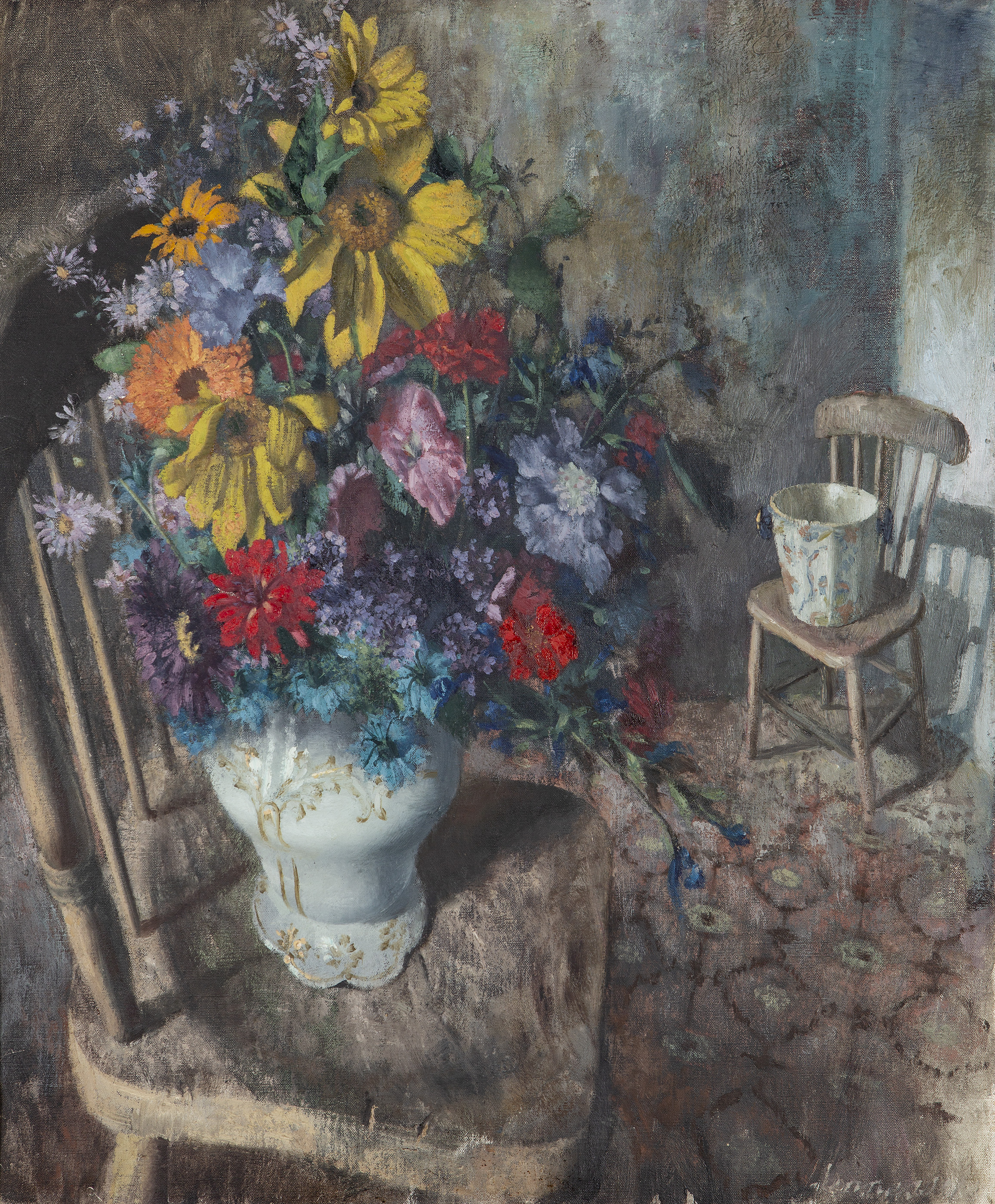 Patrick Hennessy RHA (1915-1980)Interior, Still Life with a Vase of ...