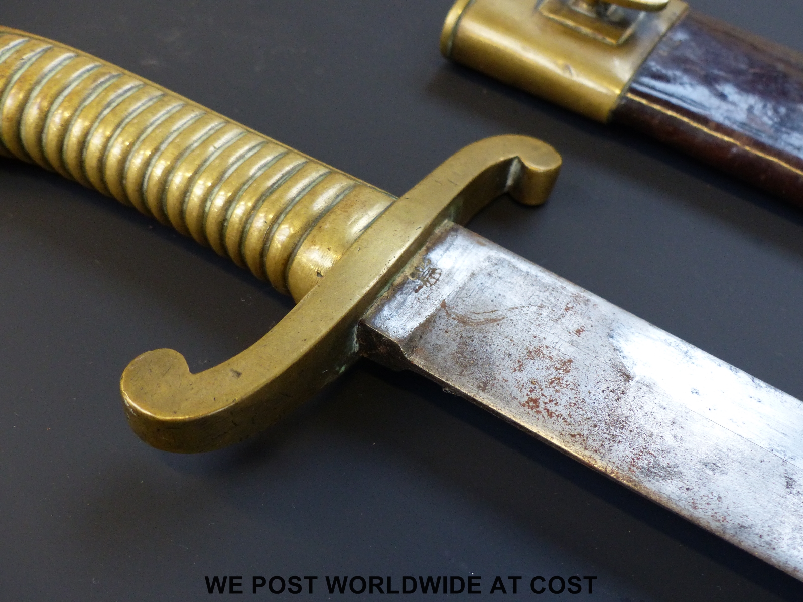 An 1845 model German Fusiliers falchion style short sword with brass ...