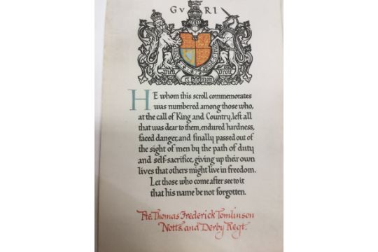 WW1 British Death Scroll and Kings Letter in original postage tube to ...