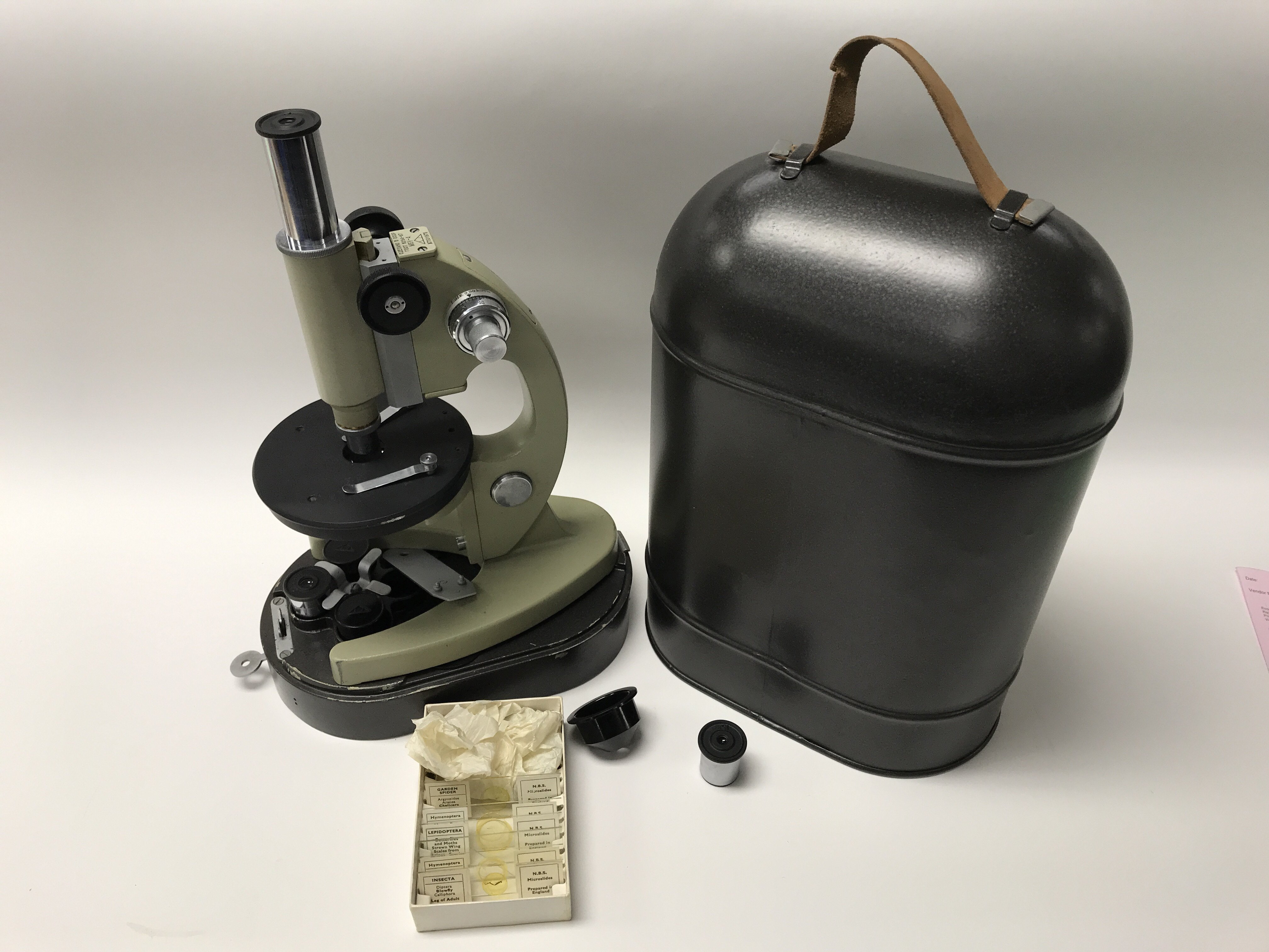 A Russian microscope and slides.