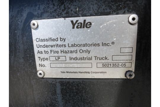 Yale LP Forklift, Model #E634020, Serial #5021352-05, Hours 20414 ...