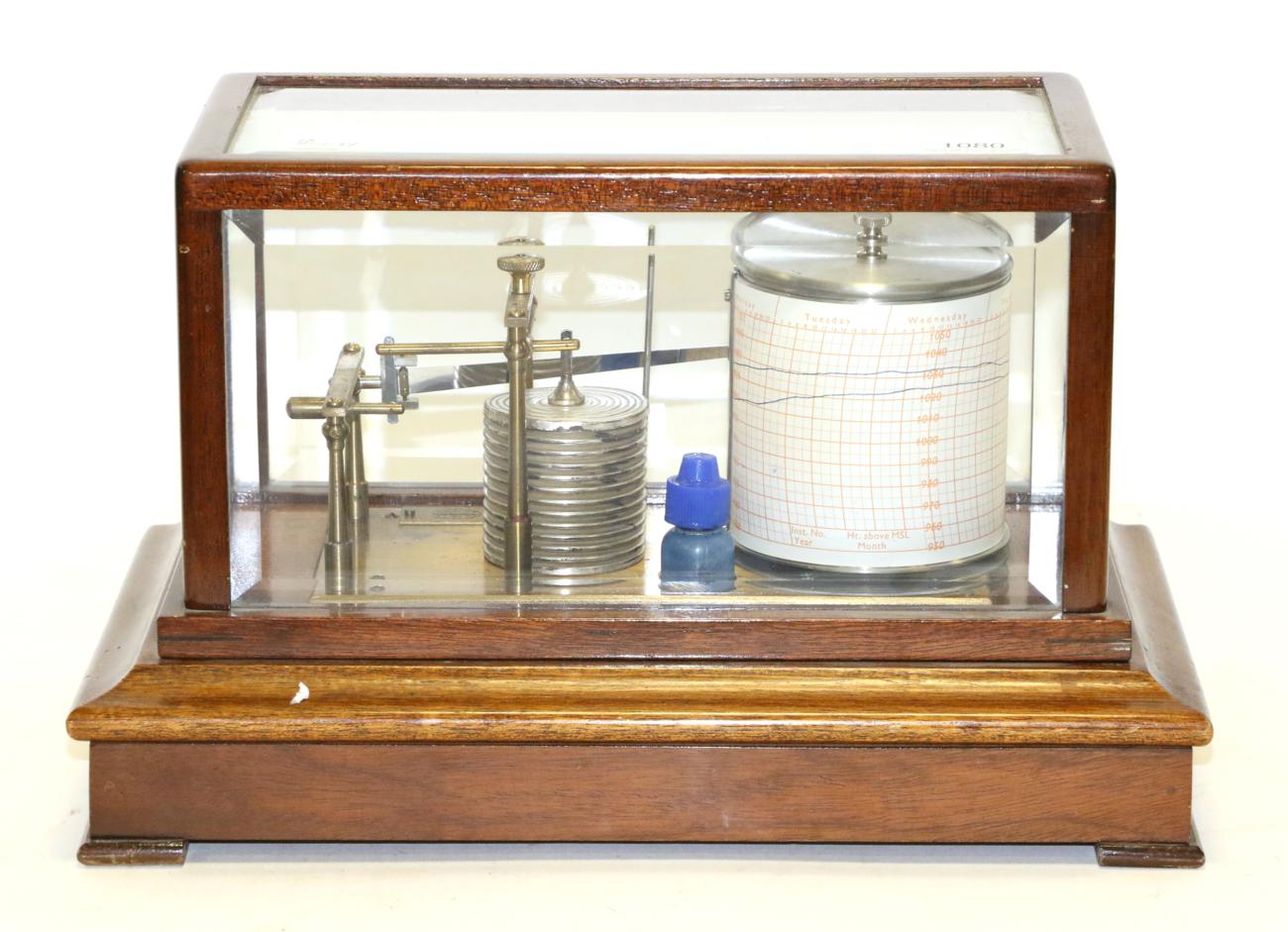 Casella (London) Barograph with single piece vacuum bellows, in glazed ...