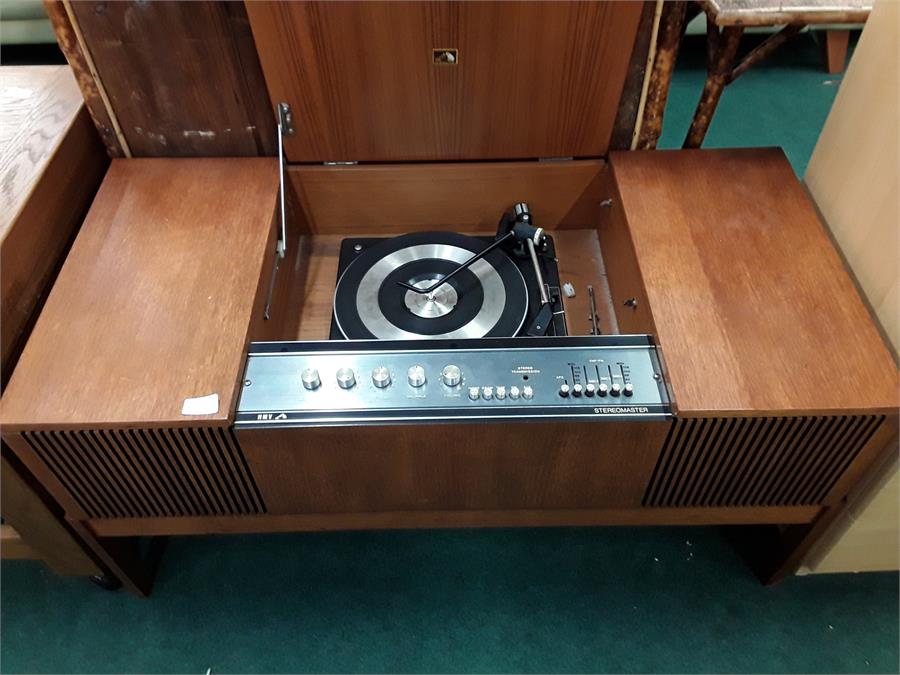 A HMV Stereomaster record player and radio.