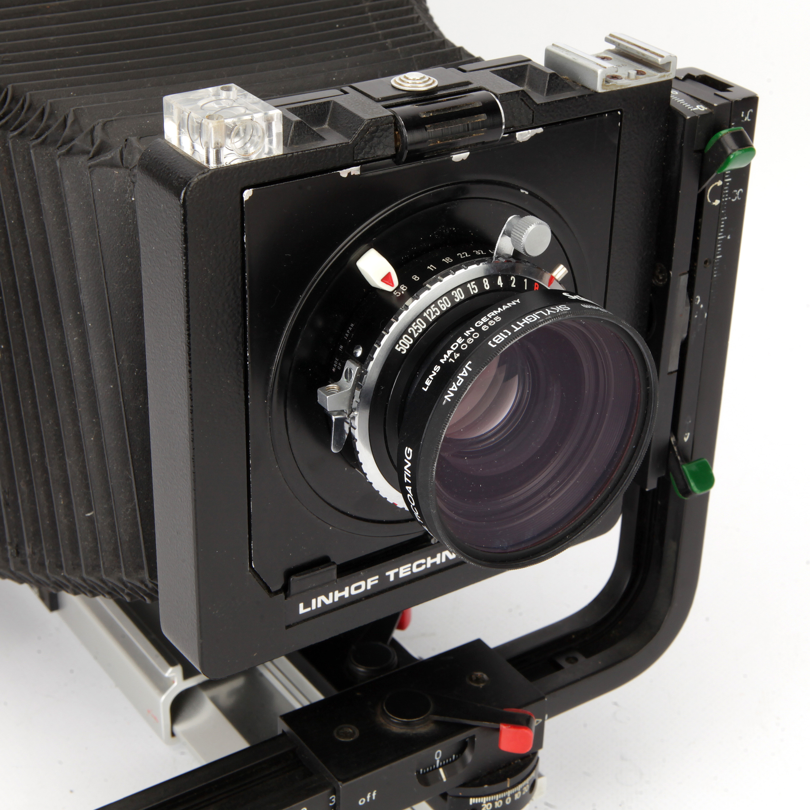 A Linhof Technikardan 4x5" Mono-Rail Camera, black, with Schneider ...