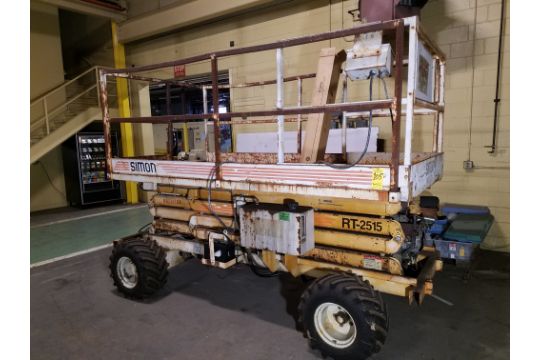 Simon Model RT-2515 Scissor Lift, s/n 1407, All Terrain Tires, 1,500 Lb ...