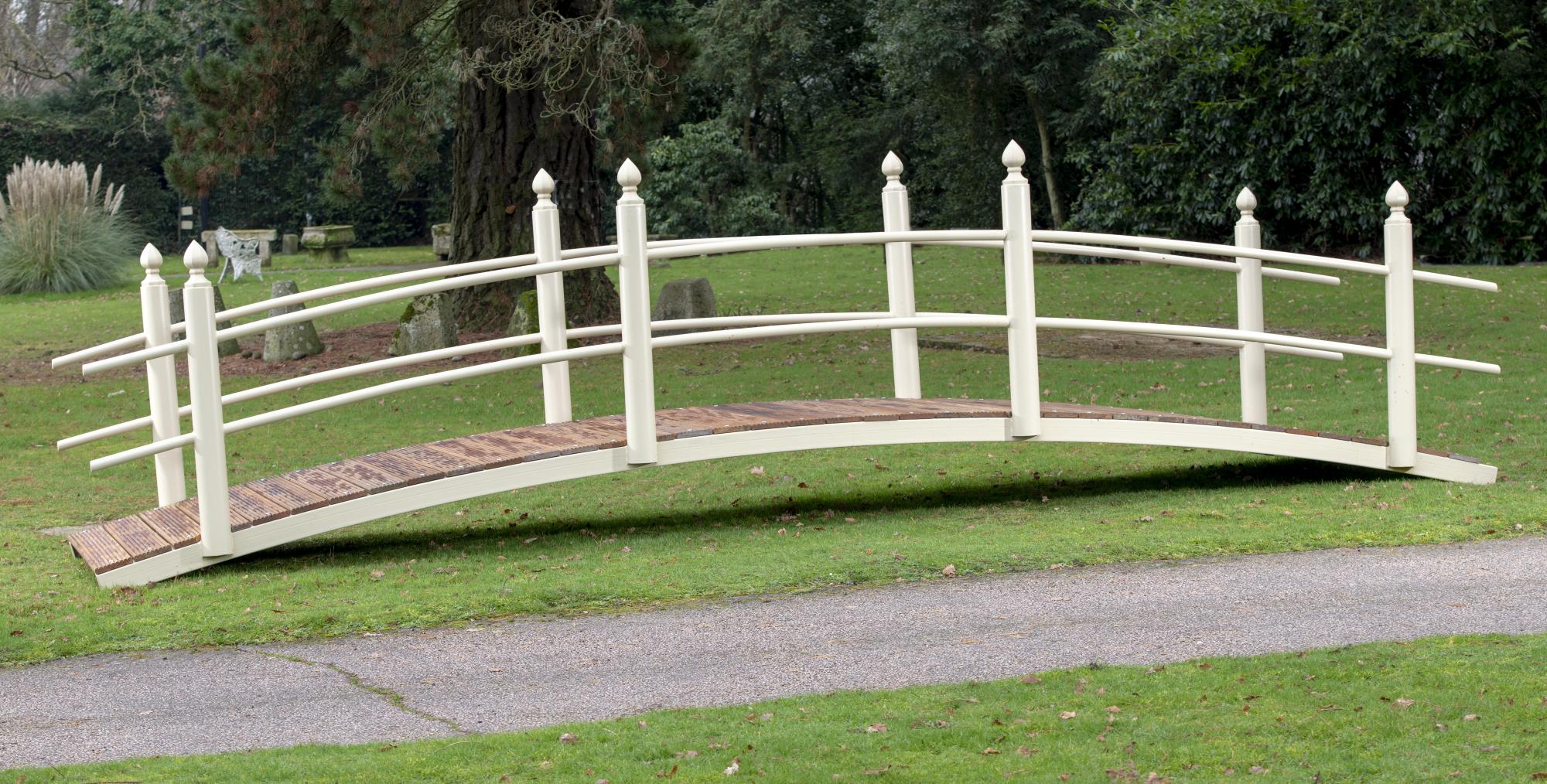 Architectural: † A painted steel bridge with hardwood slats modern ...