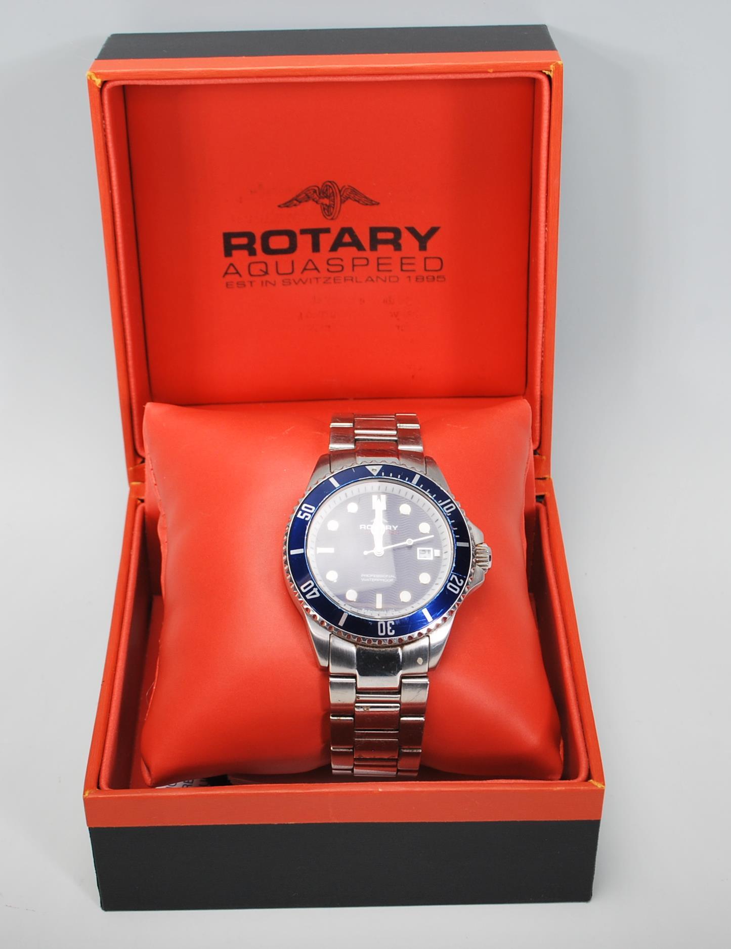 A Rotary Aquaspeed professional diver's watch having a blue enamelled ...