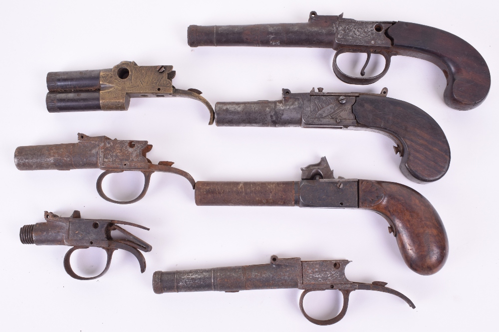 Selection of Antique Pocket Pistols, all in need of restoration ...