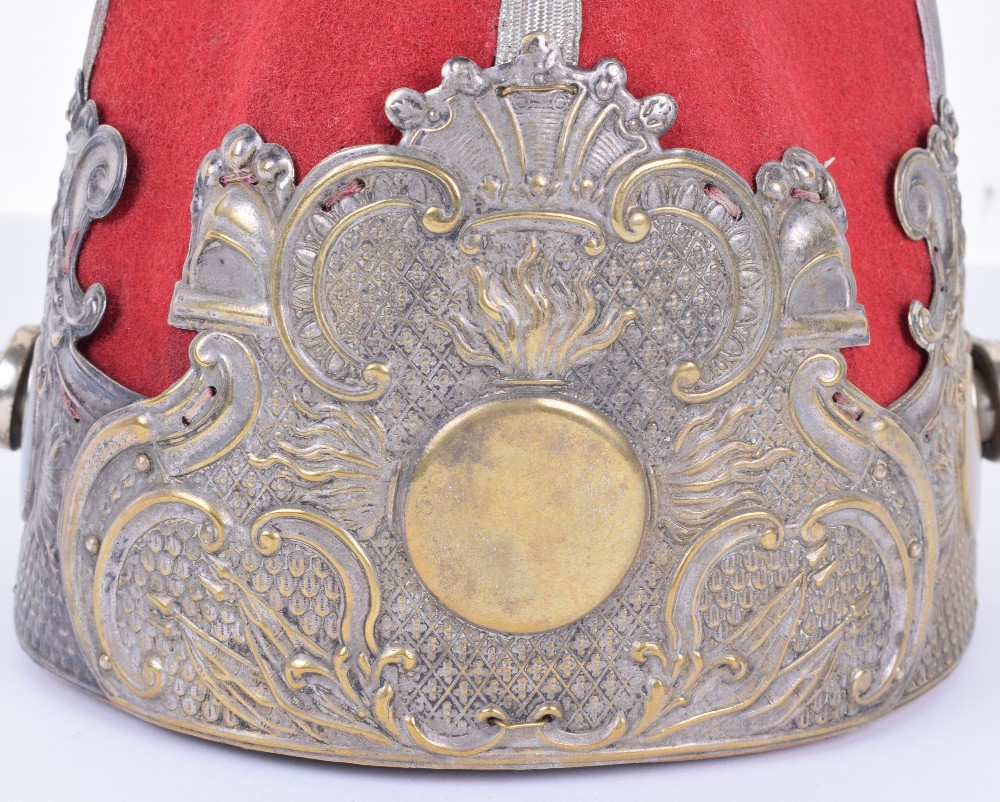 Scarce Prussian Grenadiers Mitre Cap, having large white metal front ...