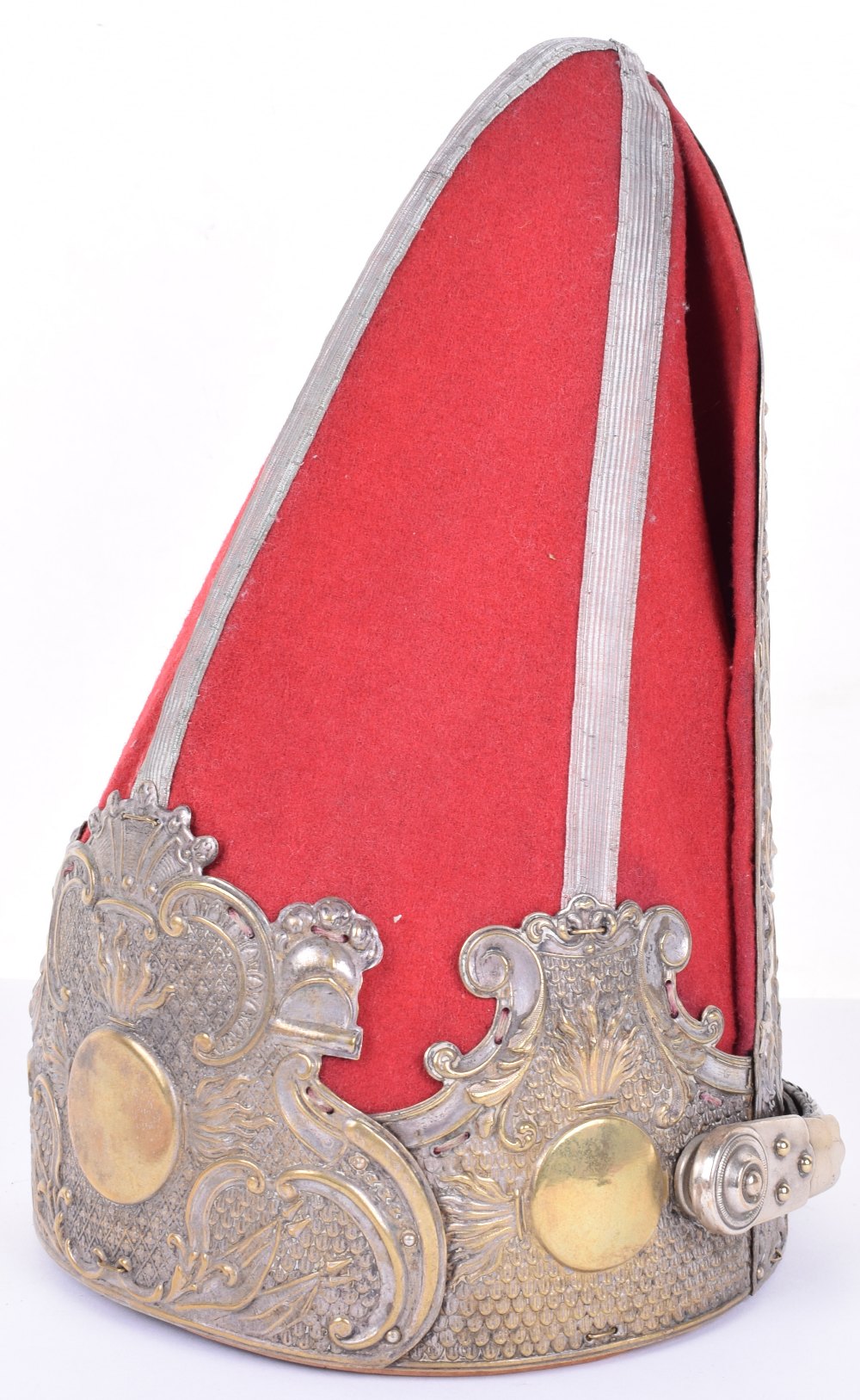 Scarce Prussian Grenadiers Mitre Cap, having large white metal front ...