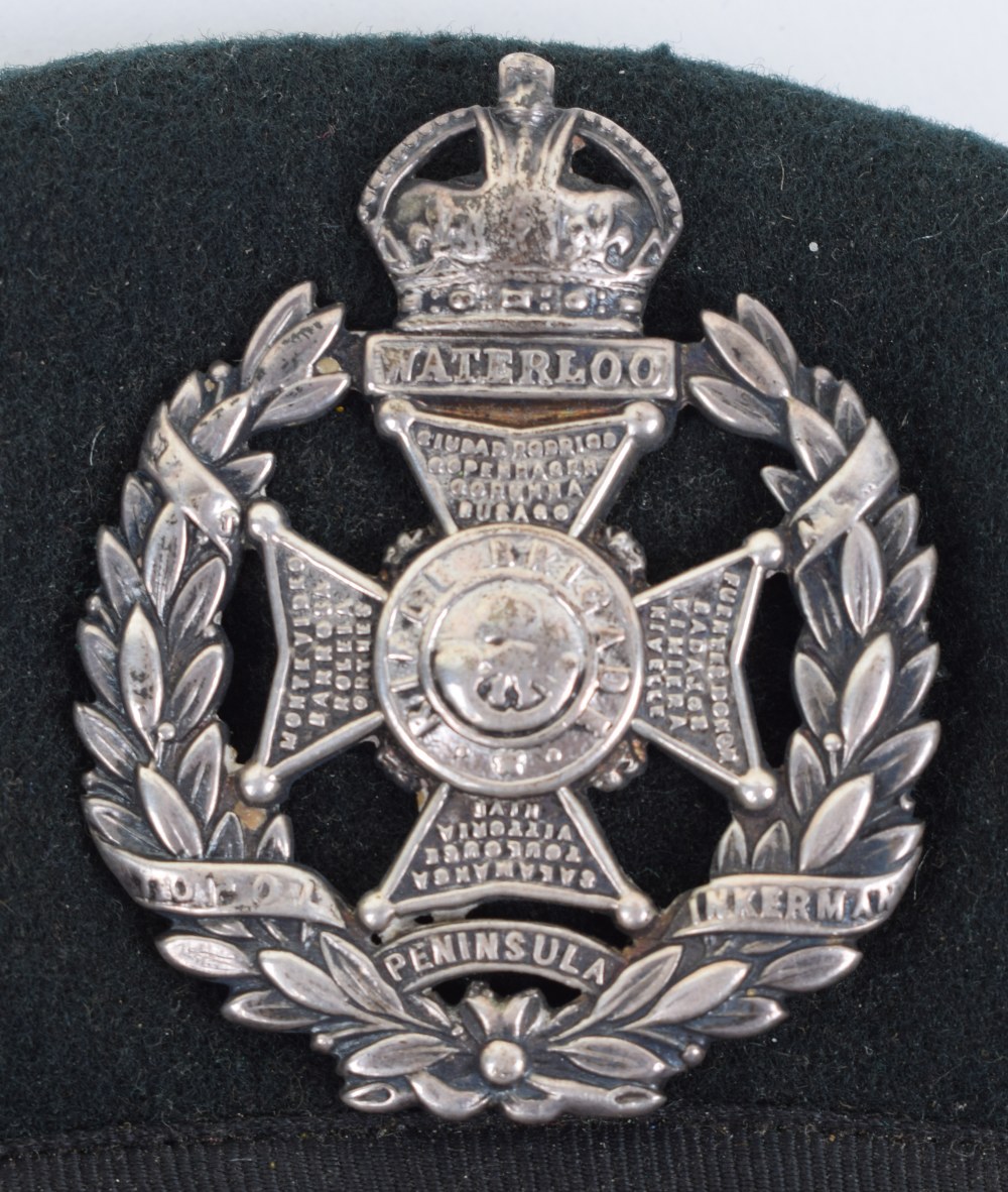 Rifle Brigade Officers Beret with Hallmarked Silver Cap Badge, fine ...
