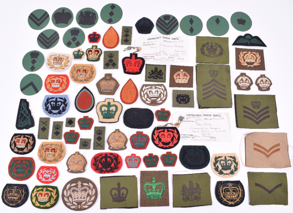 Selection of British Army Cloth Rank Insignia, mostly of more modern ...
