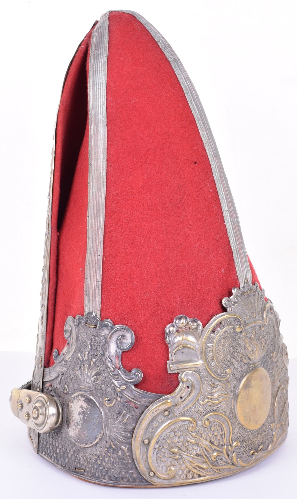 Scarce Prussian Grenadiers Mitre Cap, having large white metal front ...