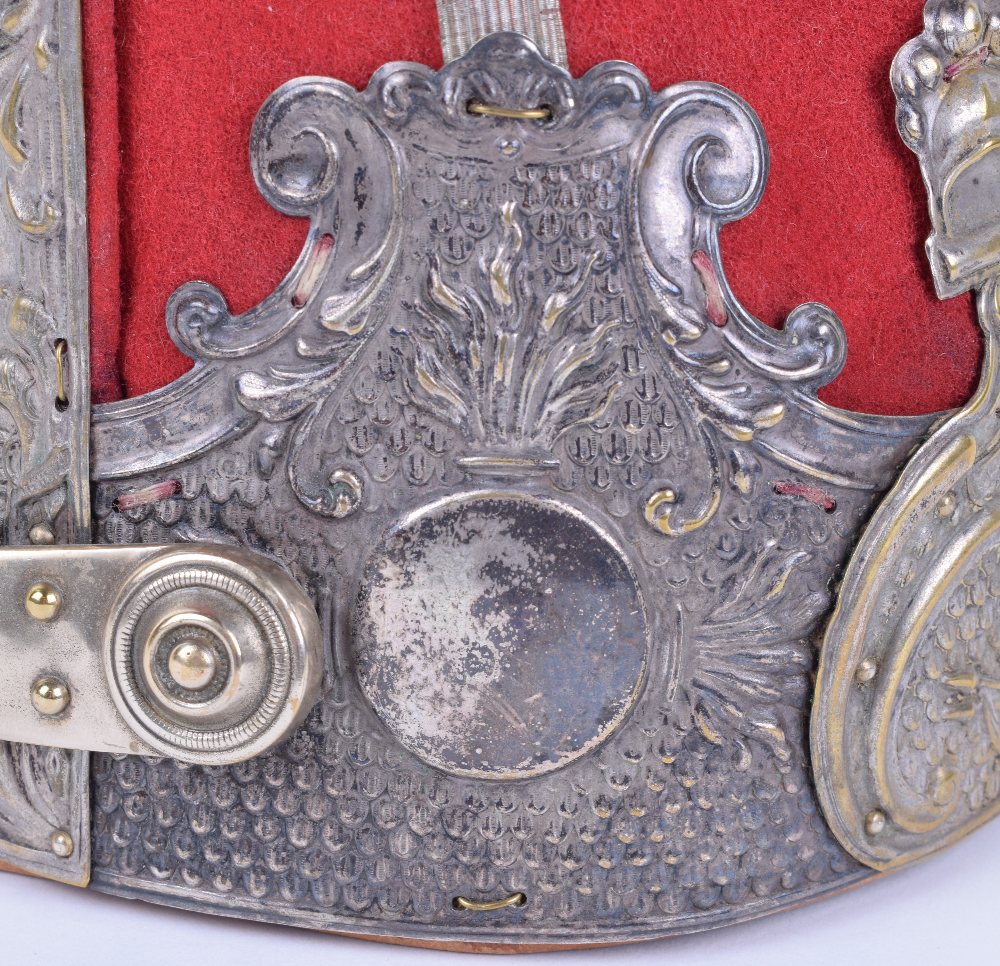Scarce Prussian Grenadiers Mitre Cap, having large white metal front ...