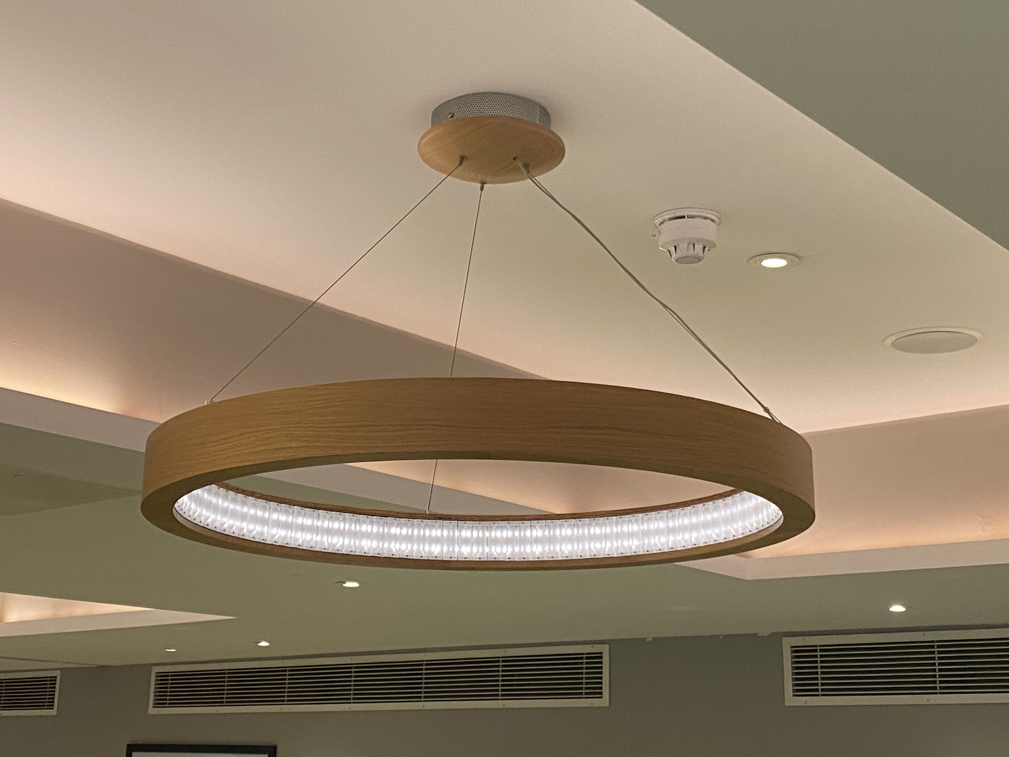 Large wooden circular LED decorative light. Approx 100cm in diameter ...