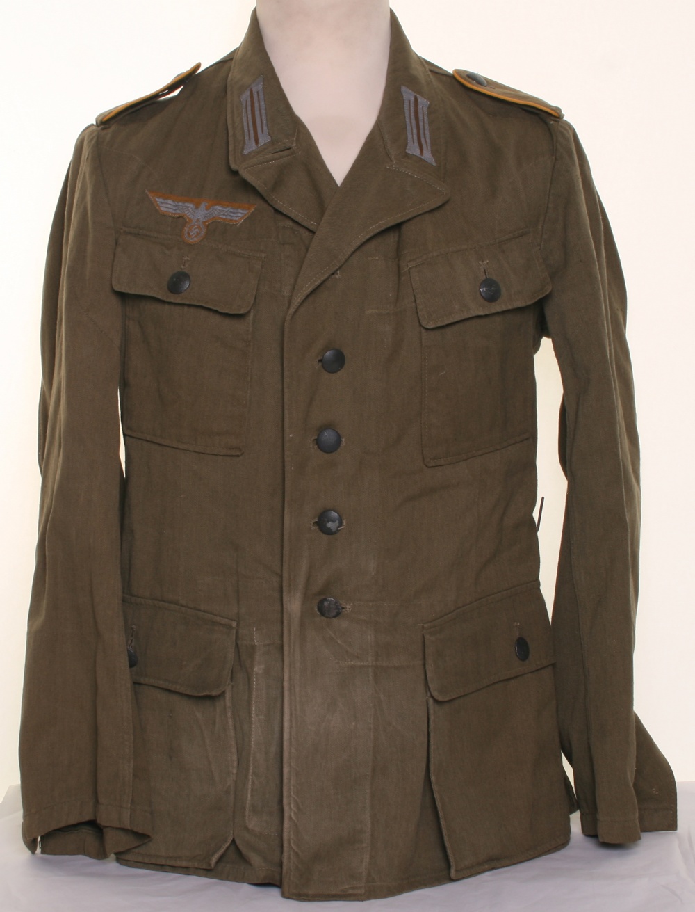 WW2 German Tropical 3rd Pattern Combat Tunic, being a four pocket ...