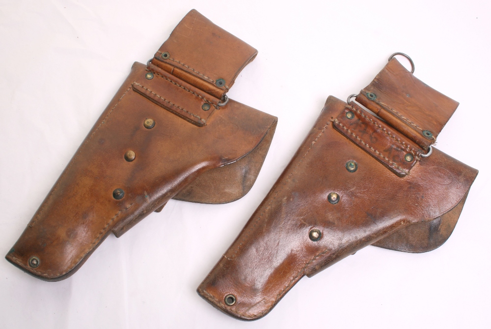 Pair of WW2 Brown Leather German Pistol Holsters for the French MAB ...