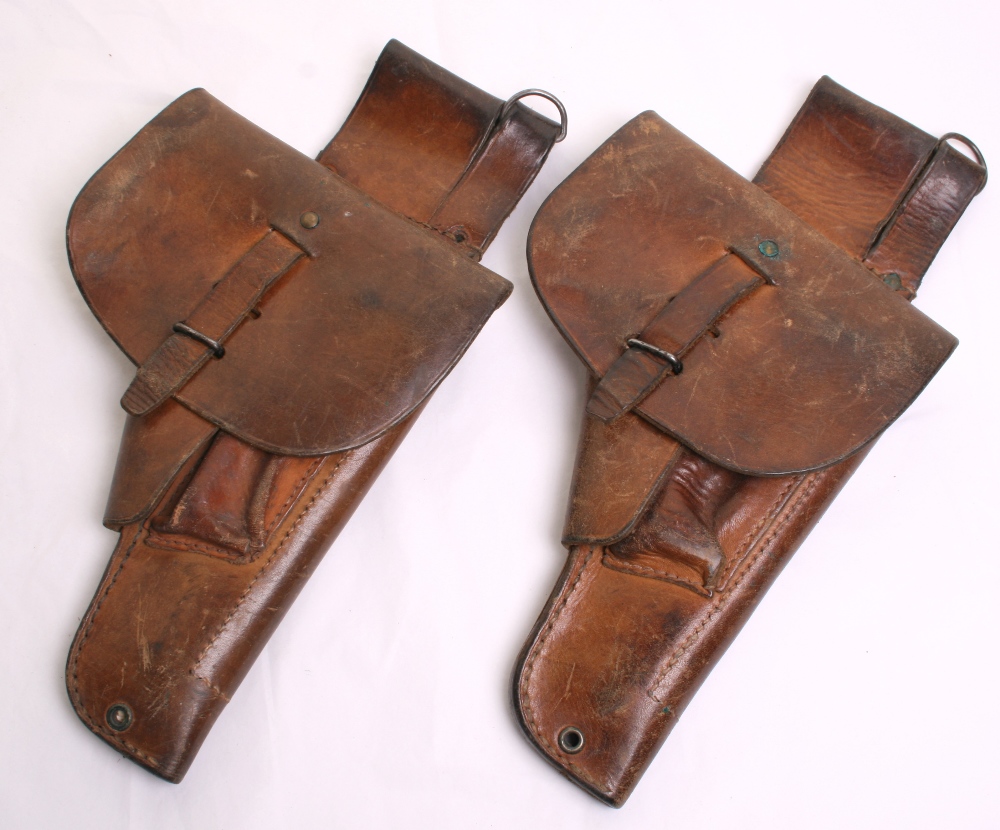 Pair of WW2 Brown Leather German Pistol Holsters for the French MAB ...