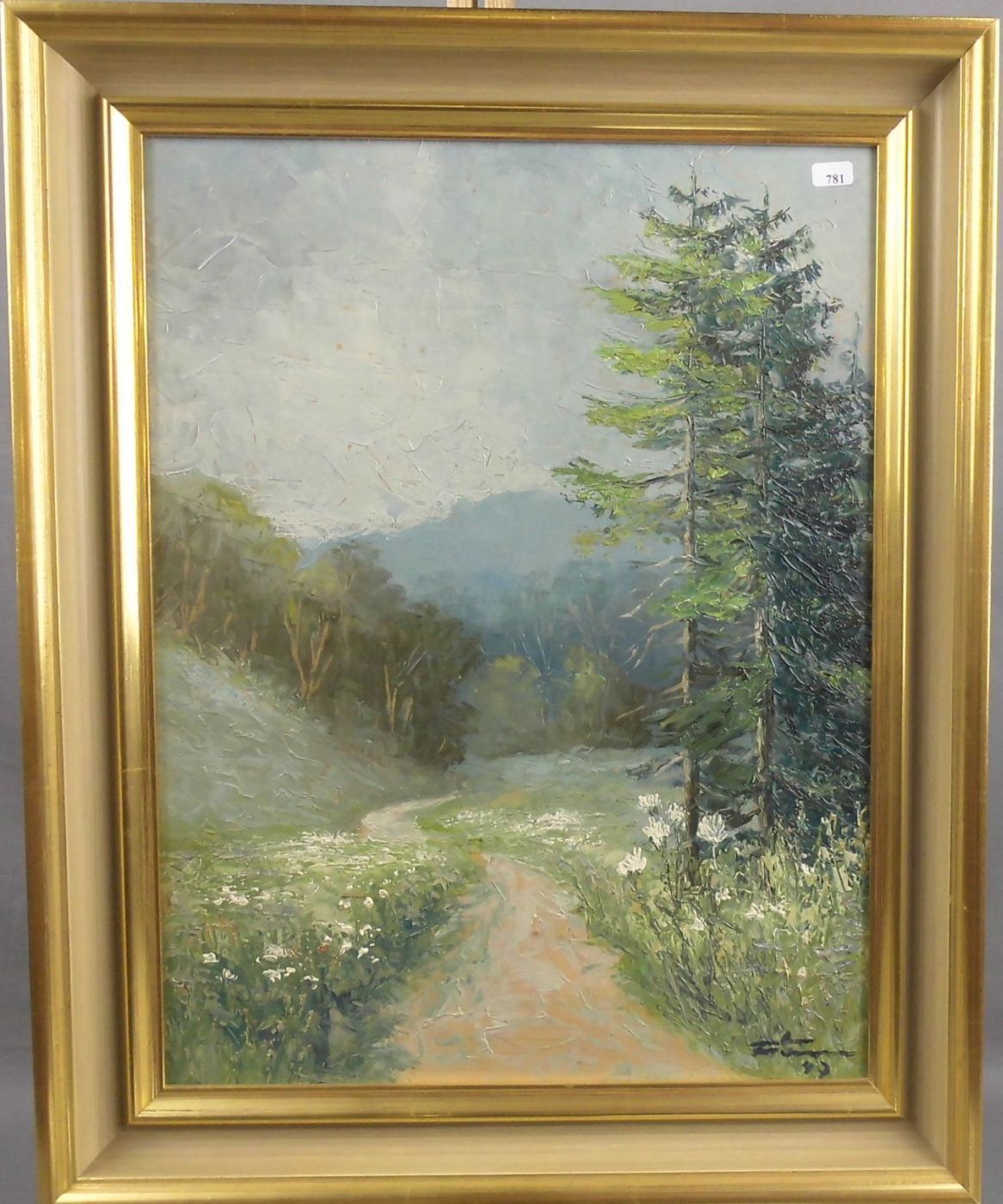 GEMÄLDE (deutscher Maler 20. Jh.): "Frühling im Mittelgebirge", u. r ...