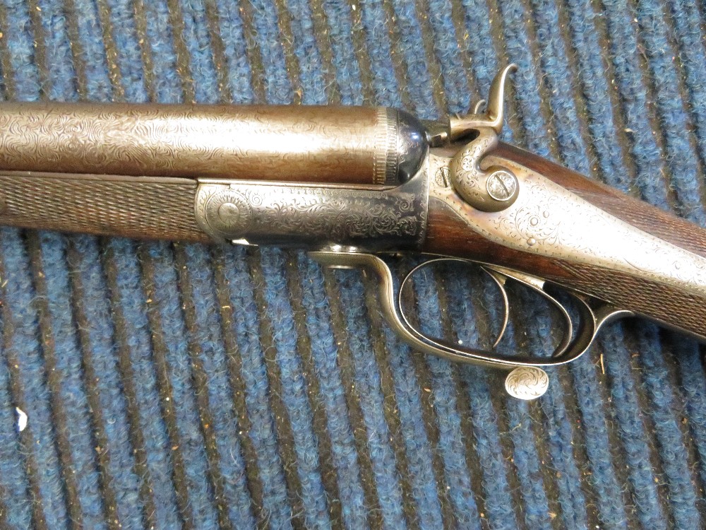 Black powder damascus barrel shot gun in proof