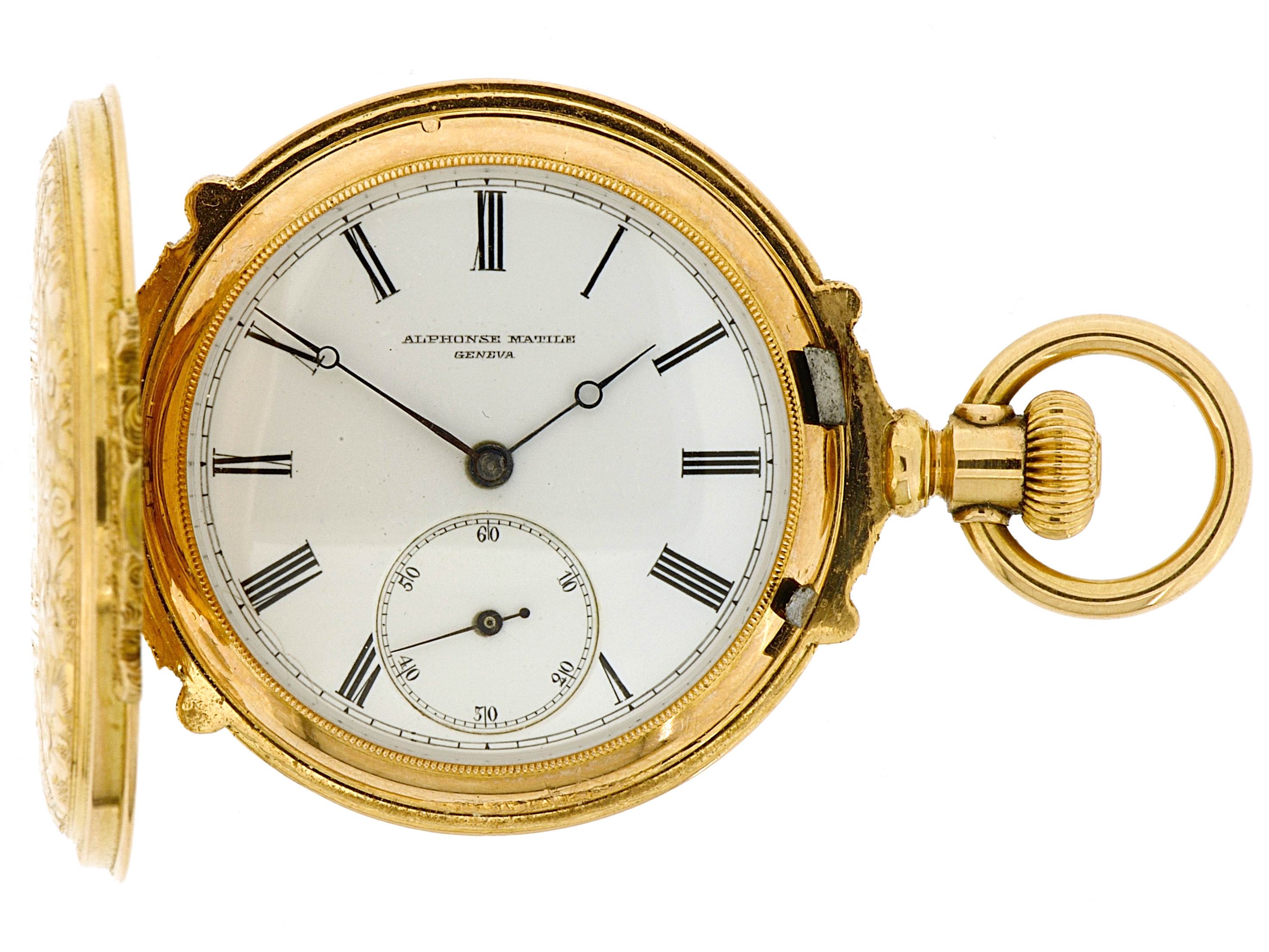 ALPHONSE MATILE GENEVA No.33.220, ca. 1890. Kleine dekorative Rotgold ...