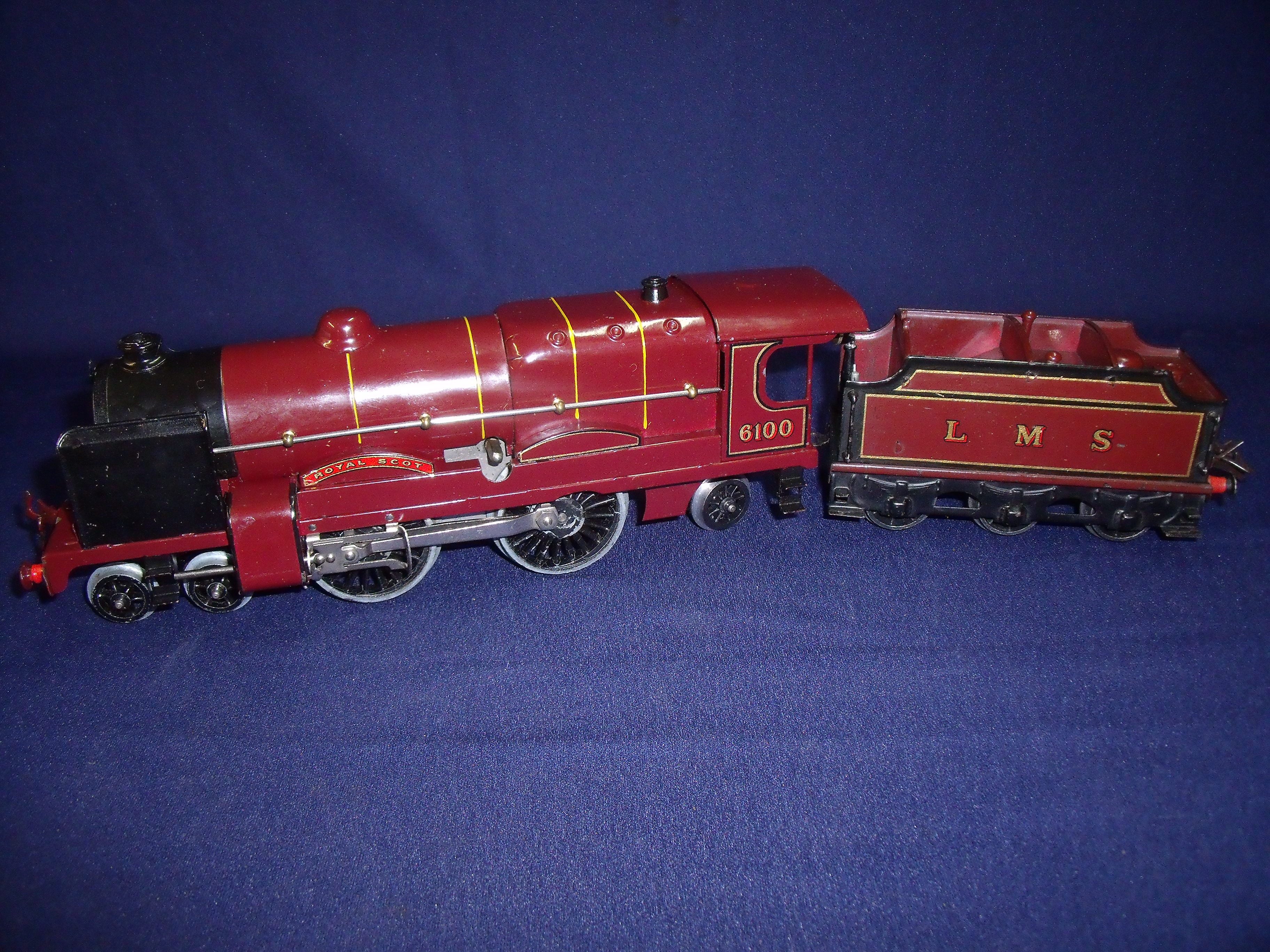 Boxed Hornby O gauge "Royal Scot" LMS 6100 clockwork locomotive and tender