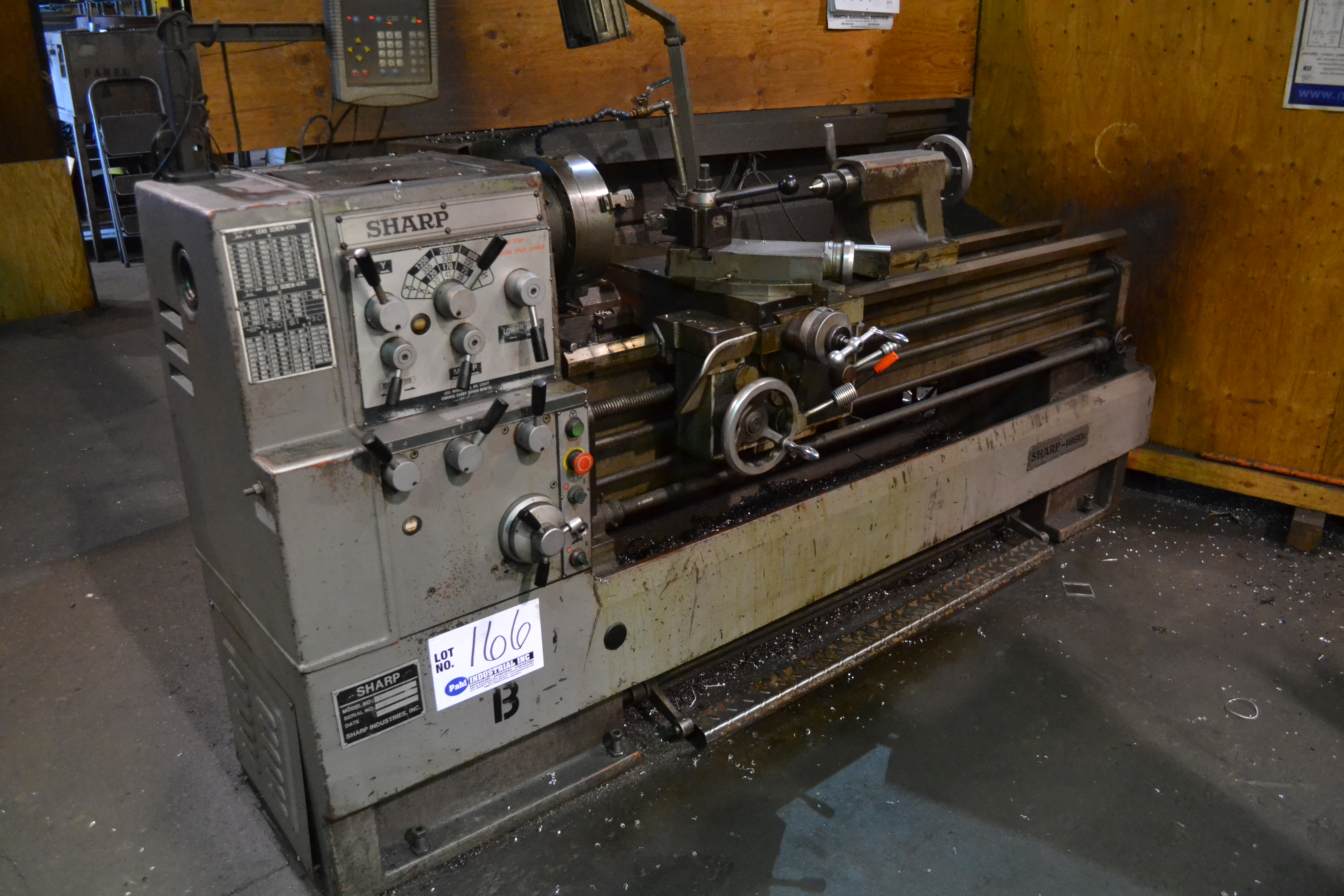 Sharp Model 1860C 18” X 60” engine lathe s/n 1806057 c/w taper turning ...