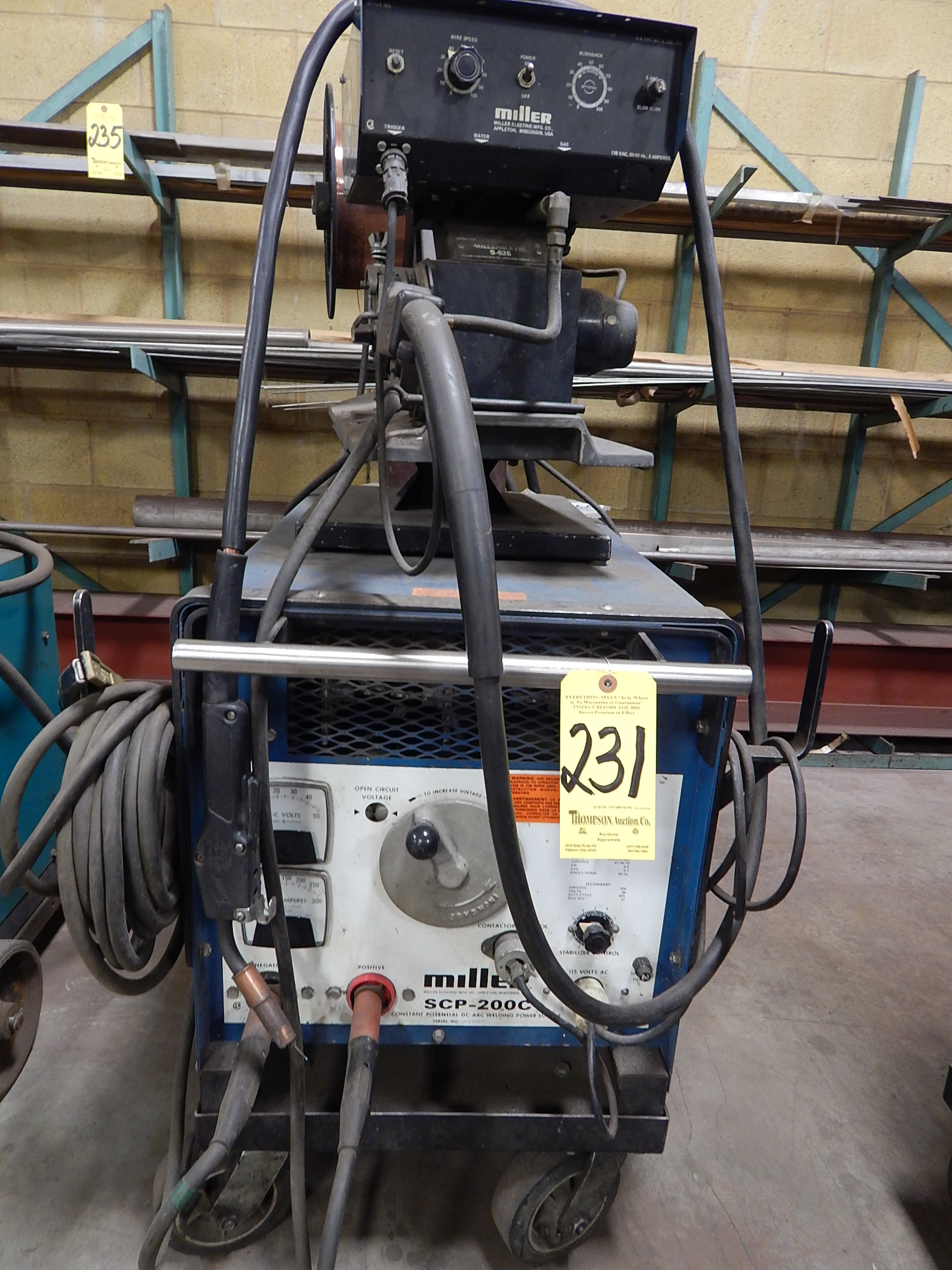 Miller Model SCP-200C Mig Welder, s/n JC640872, with Miller Wire Feed ...