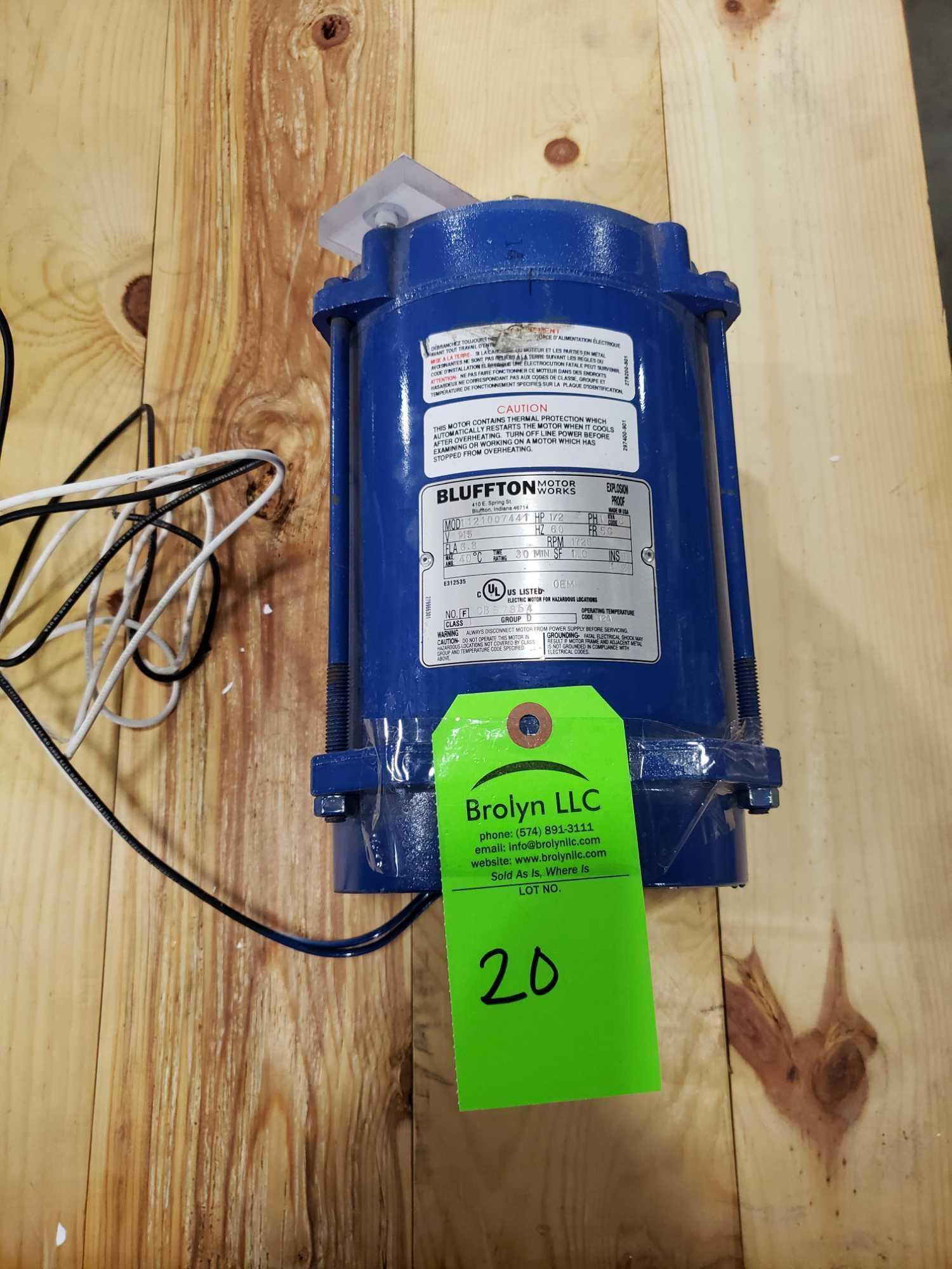 Bluffton Motor Works Model # 12100744 1/2 HP 1725 RPM 115 Volts 3 Phase